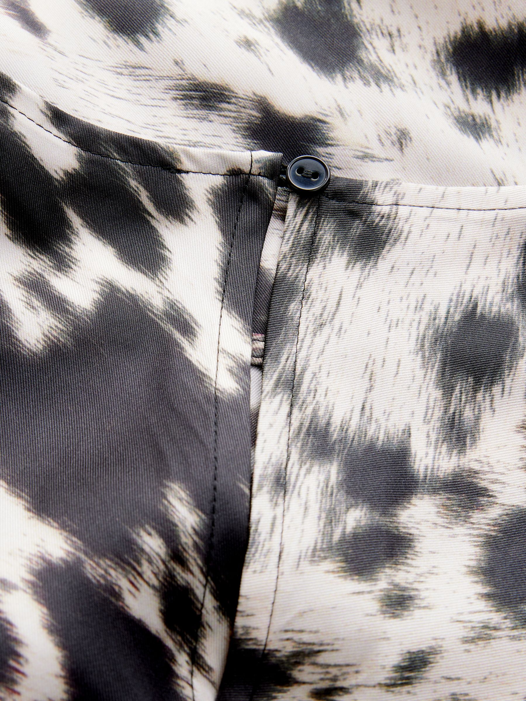 Buy Brown Cow Animal Print Sleeveless Satin Drape Waist Detail Midi ...