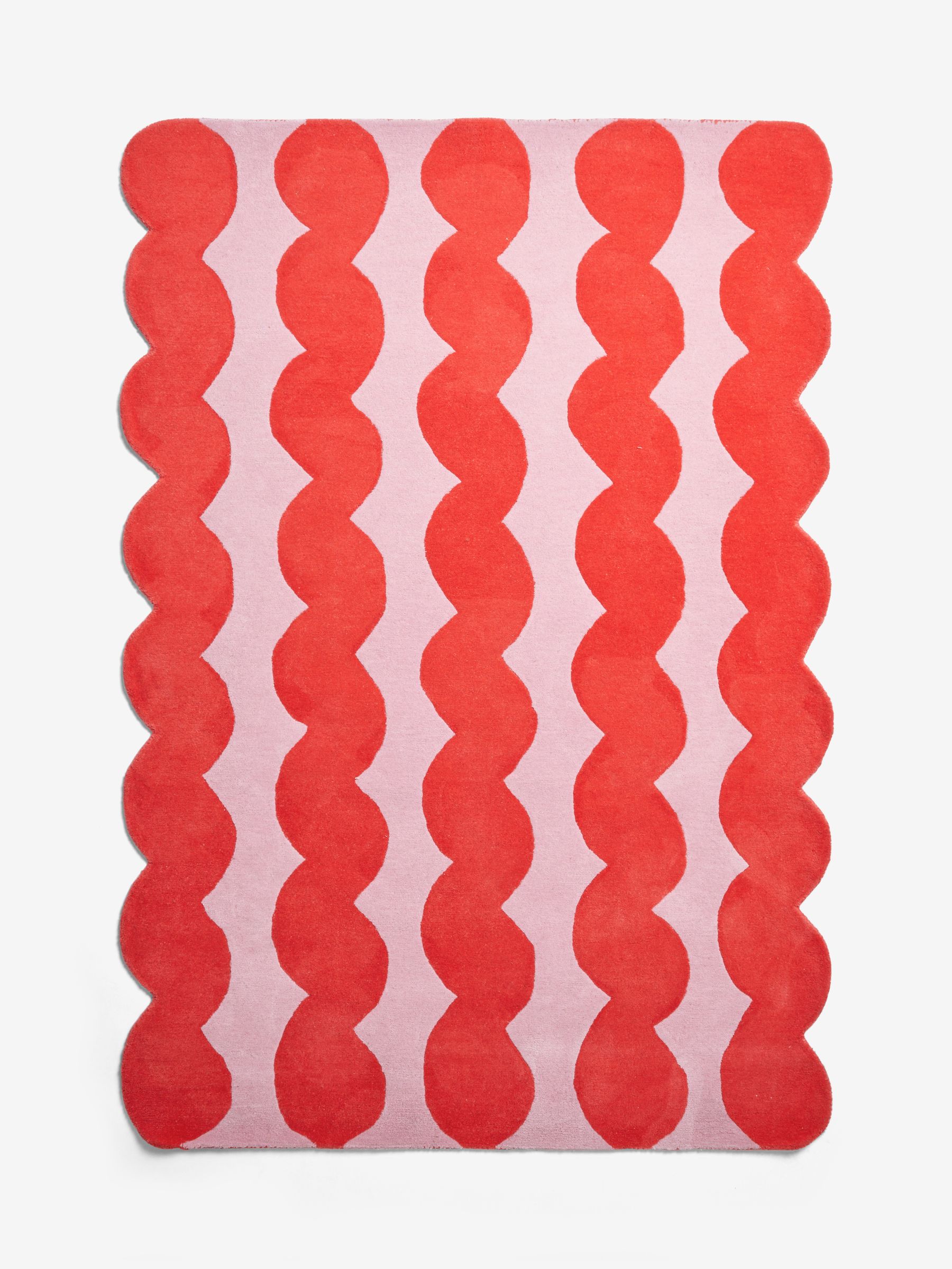 Buy Eleanor Bowmer Pink/Red Wavey Stripe Wool Tufted Rug from the Next ...