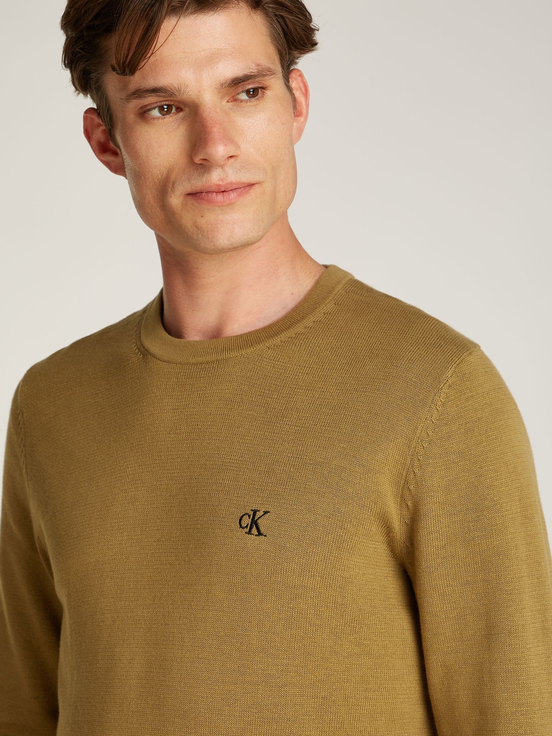 Buy Calvin Klein Green 100% Cotton Modern Crew Neck Jumper from the ...