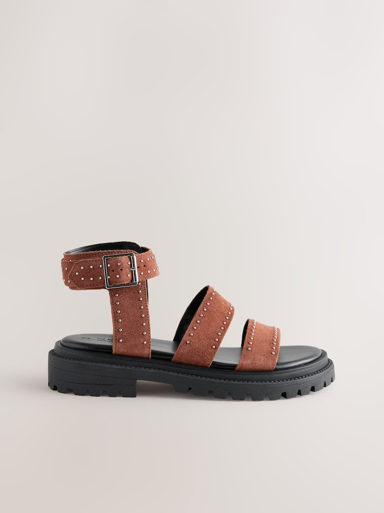 Buy Tan Brown Suede Chunky Studded Sandals from Next Australia