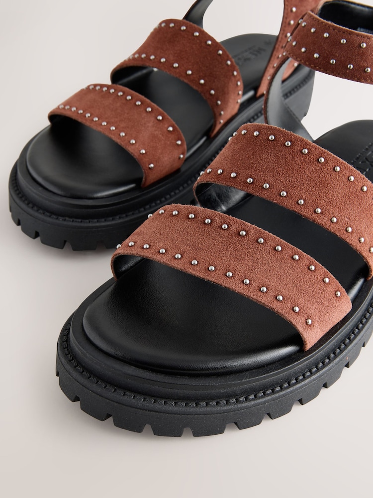 Buy Tan Brown Suede Chunky Studded Sandals from Next Australia