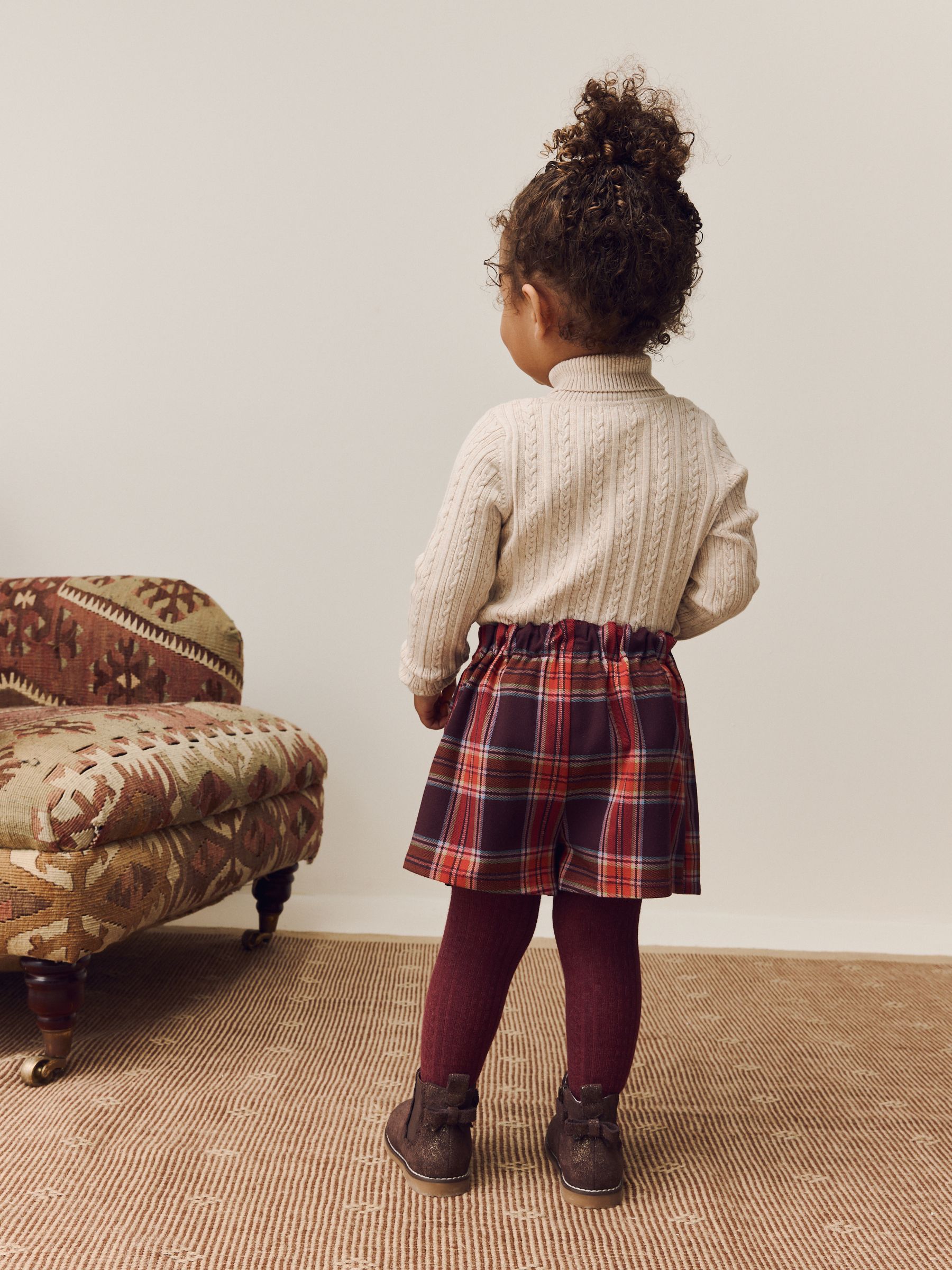 Buy Burgundy Red Check Skort and Tights Set (3mths-7yrs) from Next Ireland
