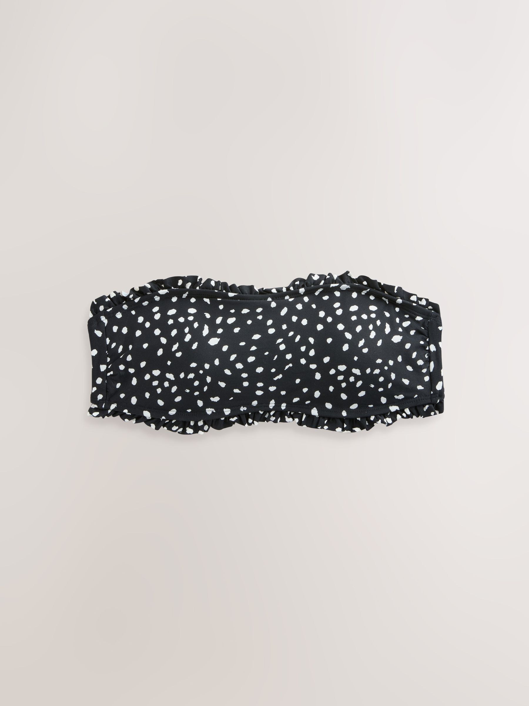 Buy Black/White Spot Frill Bandeau Bikini Top from the Next UK online shop