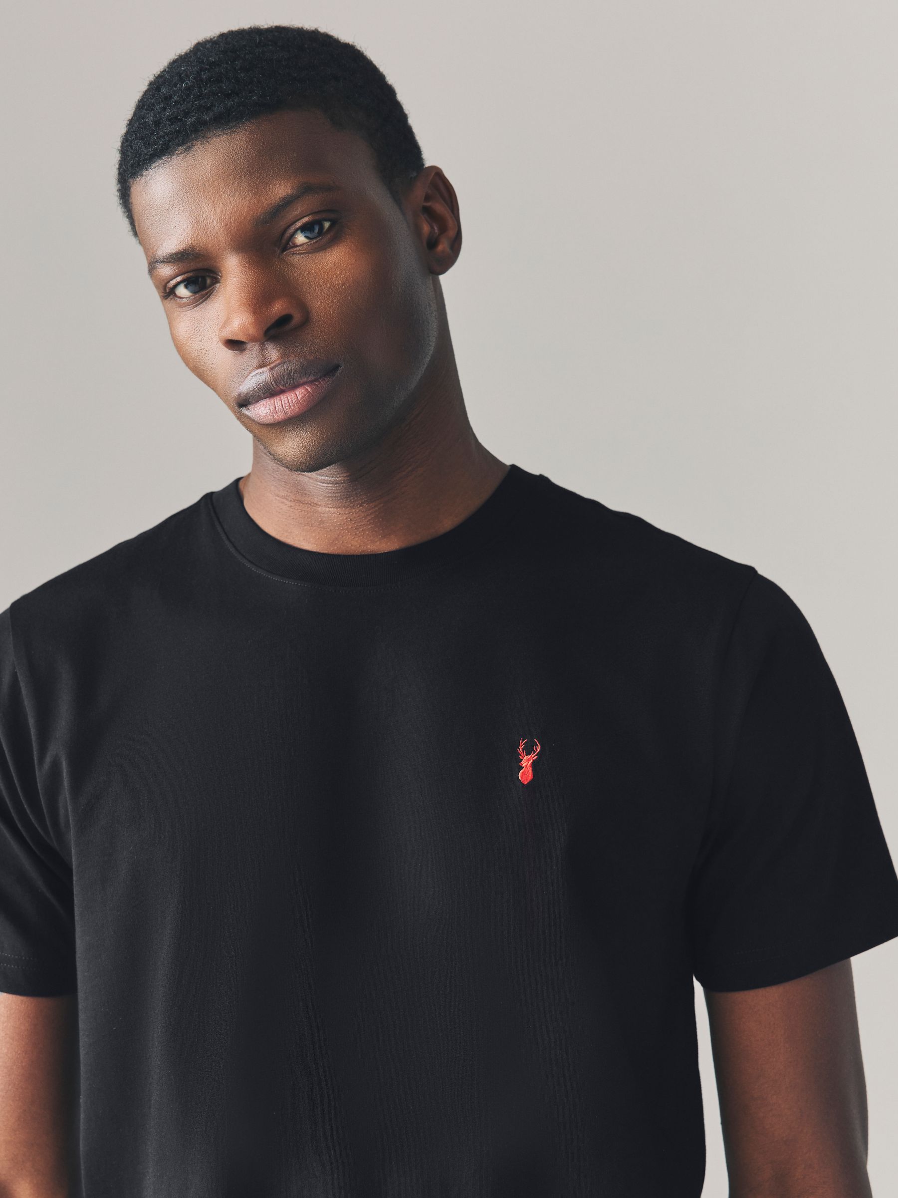 Buy Black Slim Fit Stag T-Shirt from the Next UK online shop