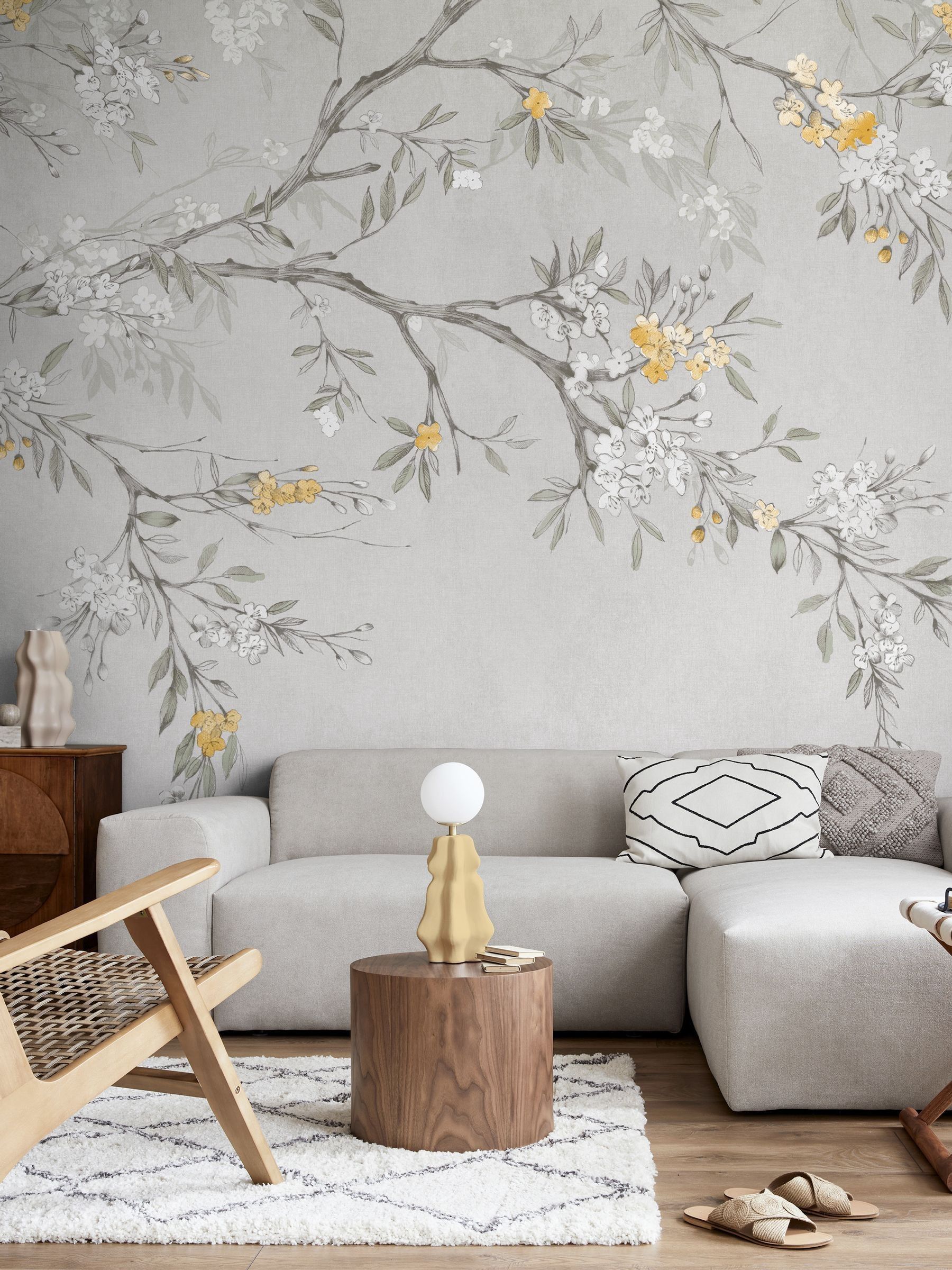 Buy Art For The Home Yellow Blossom Trail Fixed Size 3M Mural from the Next UK online shop