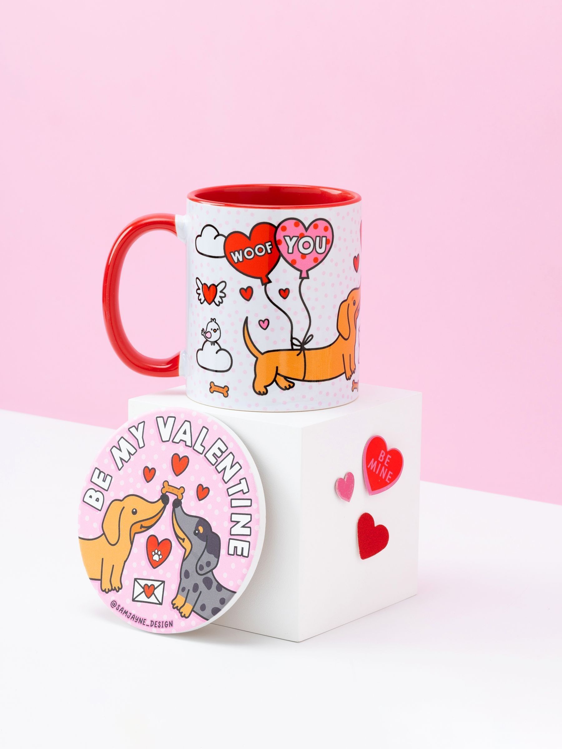 Buy Sam Jayne Design Red Woof You Valentine's Mug and Coaster Set from ...