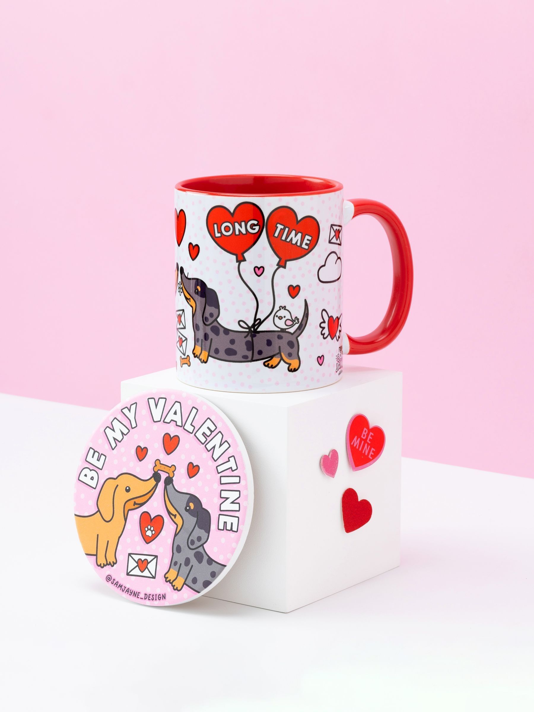 Buy Sam Jayne Design Red Woof You Valentine's Mug and Coaster Set from ...