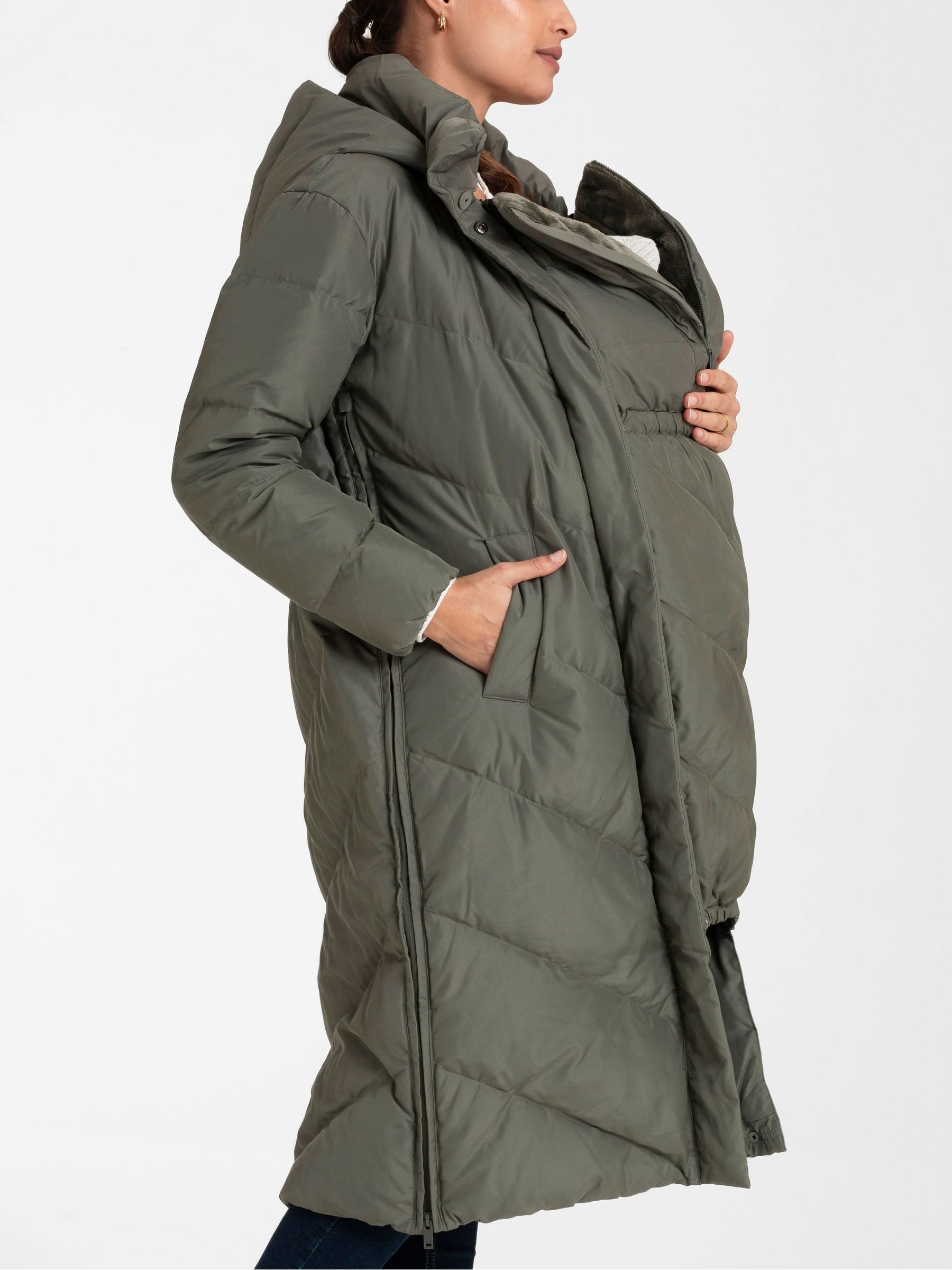 Buy Seraphine Green 3-In-1 Long Chevron Puffer Maternity Coat from Next USA