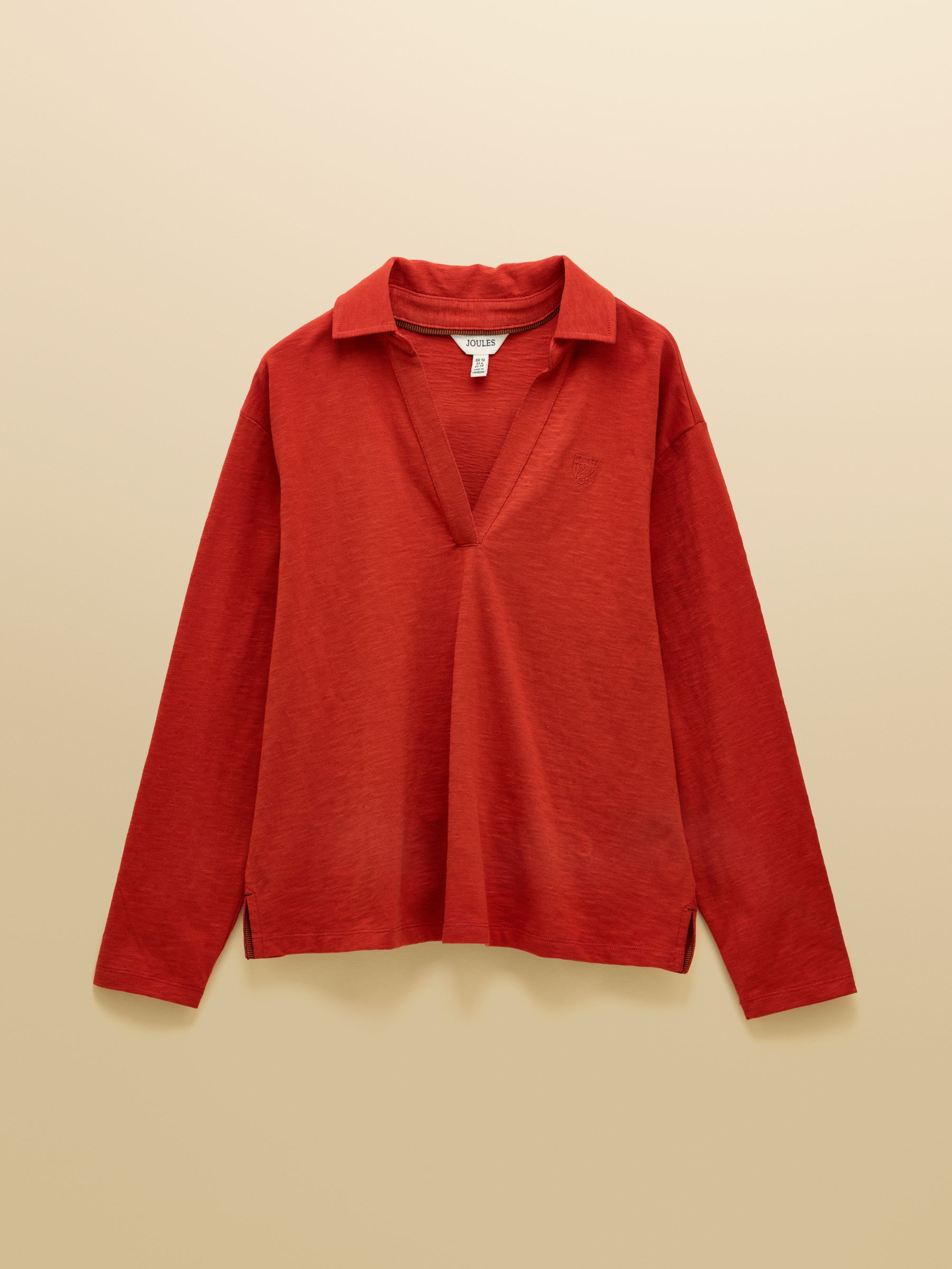 Buy Joules Tallie Burnt Orange Combed Cotton Slub Collared Top from the ...