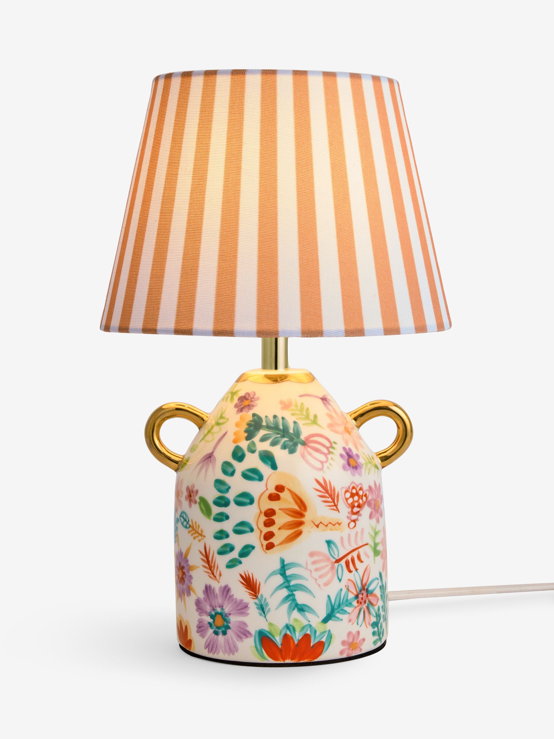 Buy Lucy Tiffney Pink/White Small Floral Print Ceramic Table Lamp from ...
