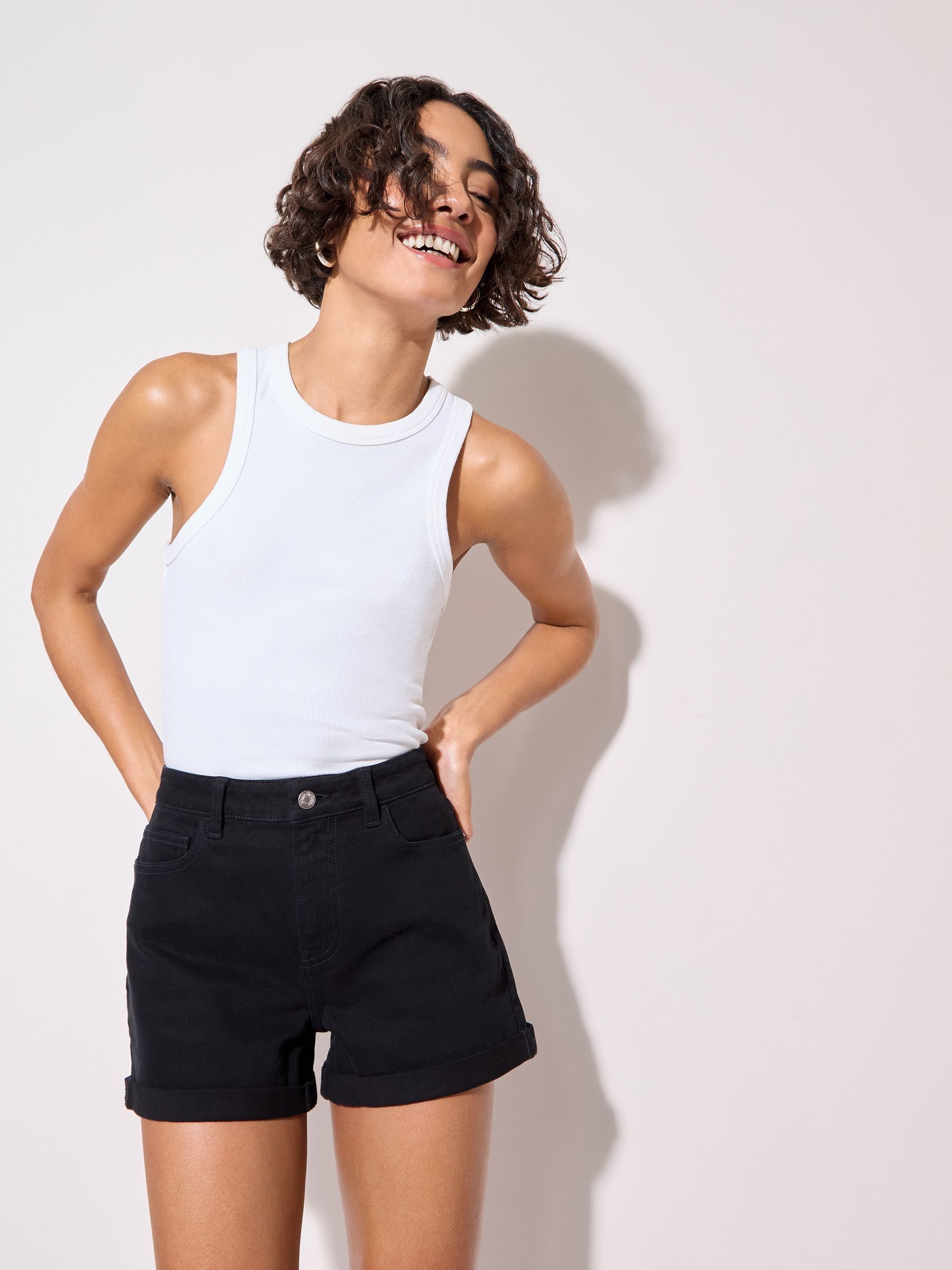 Buy Friends Like These Black Boyfriend Denim Shorts from the Next UK ...
