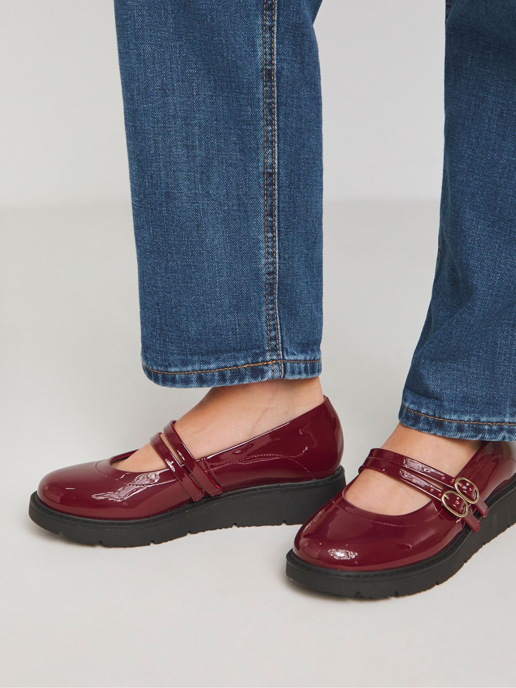 Buy Simply Be Red Wide Fit Low Wedge Mary Jane Shoes from the Next UK ...