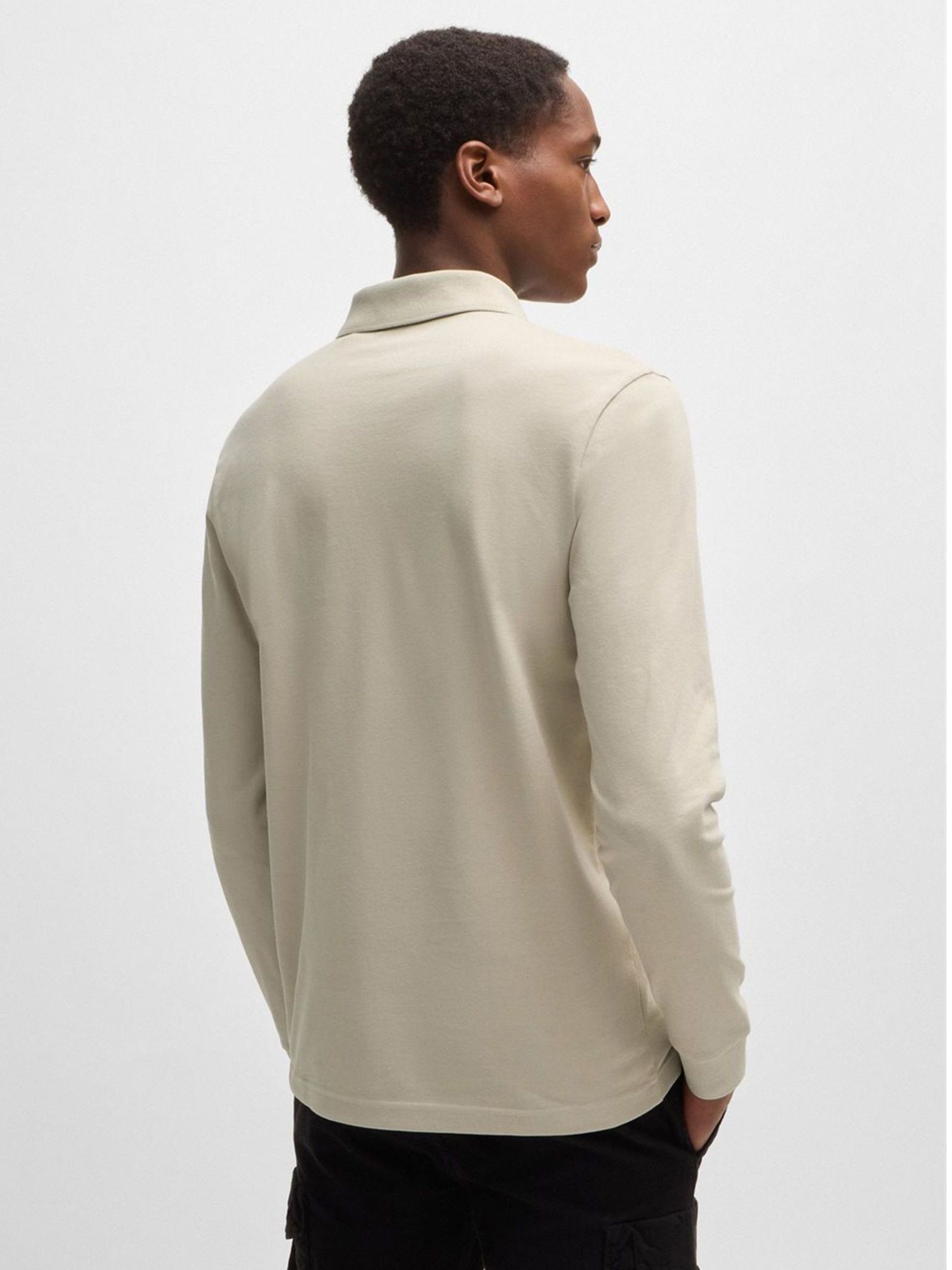 Buy BOSS Beige Passerby Box Logo Long Sleeve Polo Shirt from the Next ...