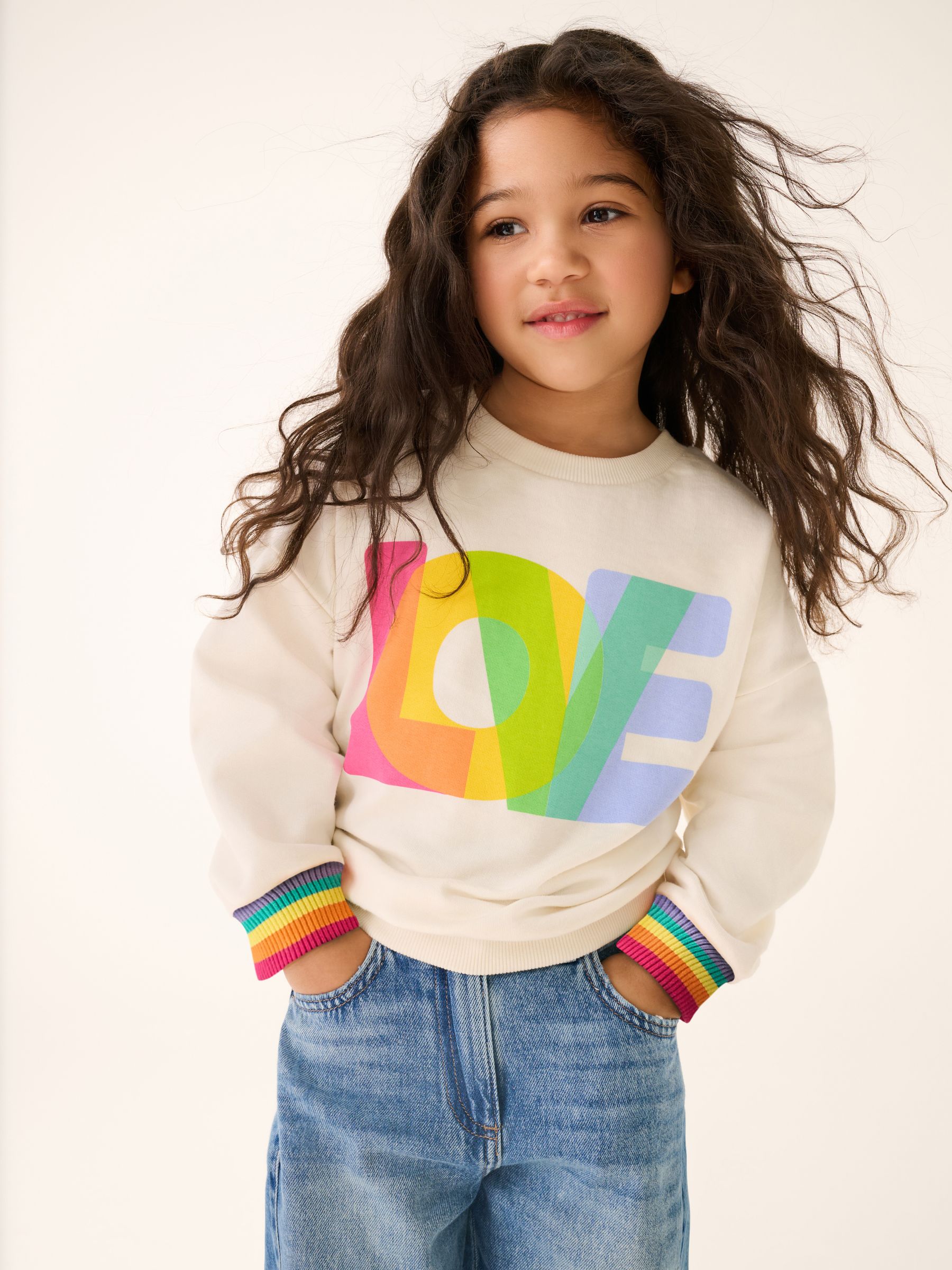 Buy Little Bird by Jools Oliver Multi Rainbow Love Sweatshirt from the ...