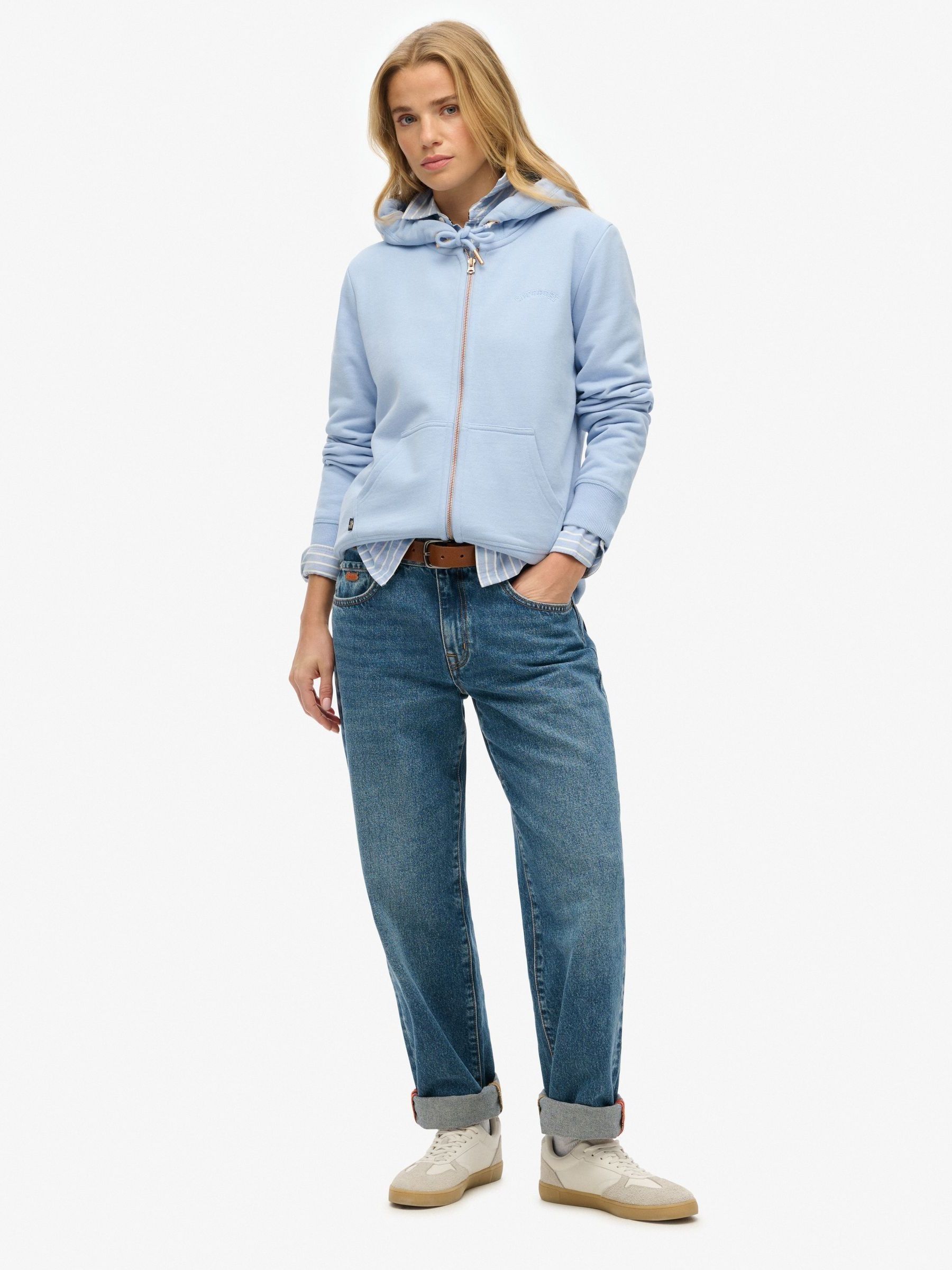 Buy Superdry Light Blue Essential Logo Zip Hoodie from Next Ireland