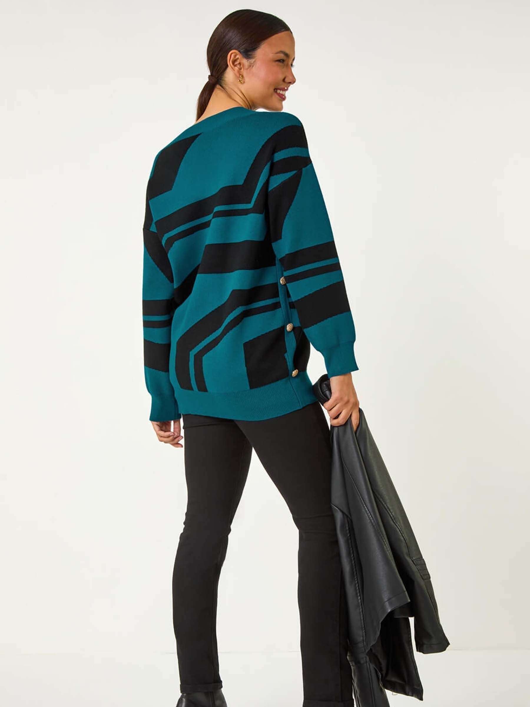 Buy Roman Blue Abstract Print Longline Stretch Jumper from the Next UK ...