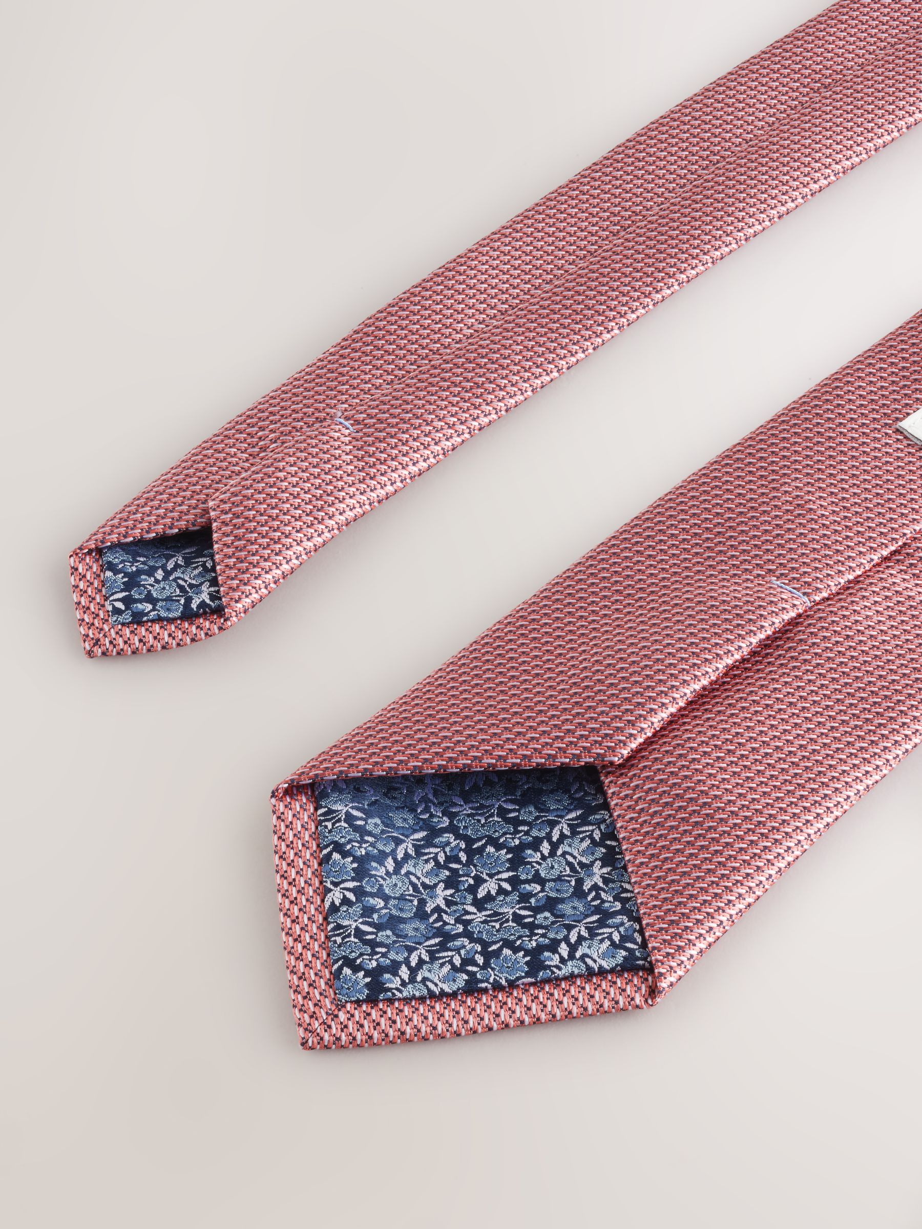 Buy Coral Pink Textured Tie with Tie Clip from the Next UK online shop