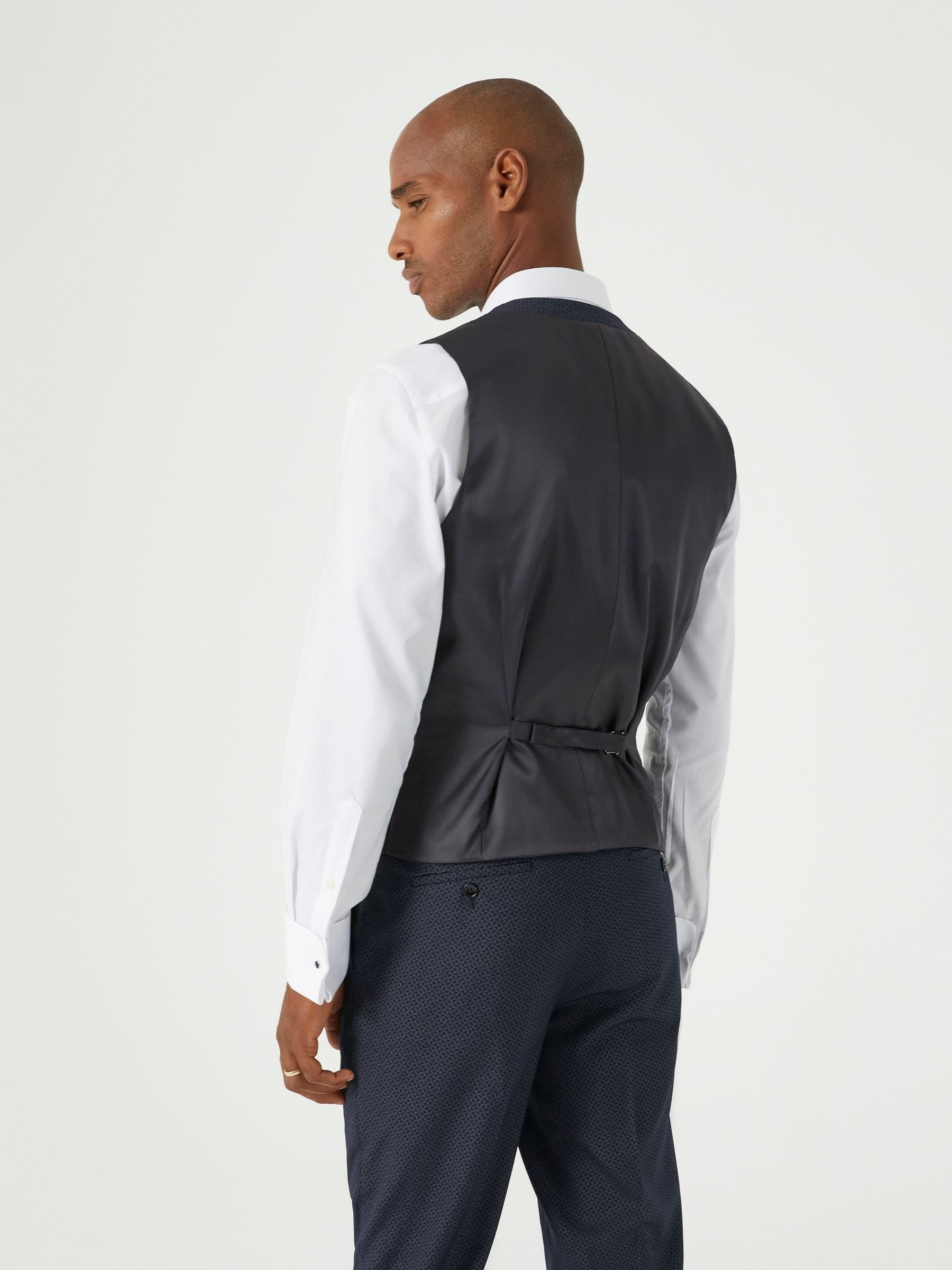 Buy Skopes Blue Single Breasted Cuba Geometric Dinner Suit Waistcoat ...
