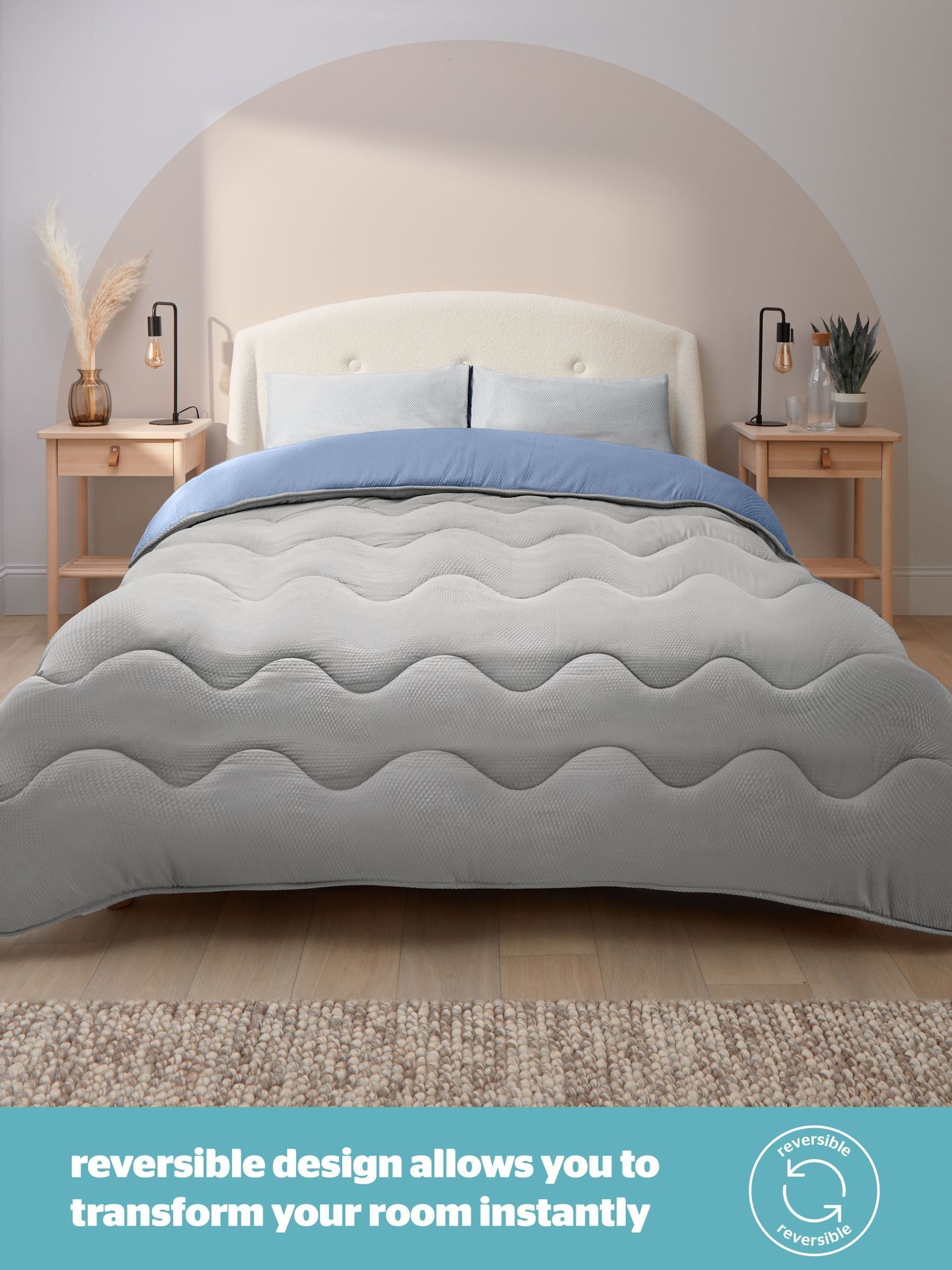 Buy Silentnight 10.5 Tog Seersucker Coverless Duvet And Pillowcase Set ...