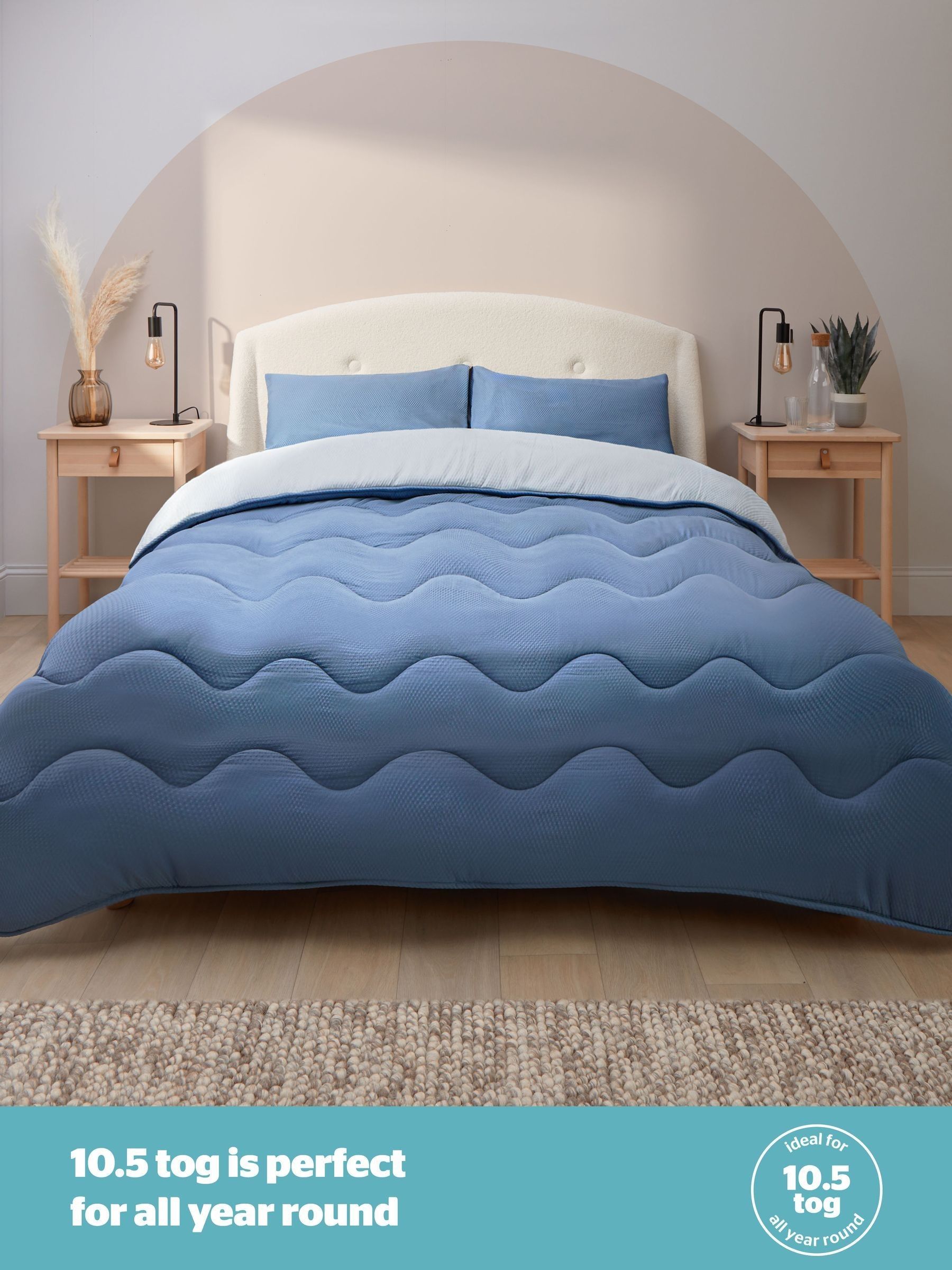 Buy Silentnight 10.5 Tog Seersucker Coverless Duvet And Pillowcase Set ...