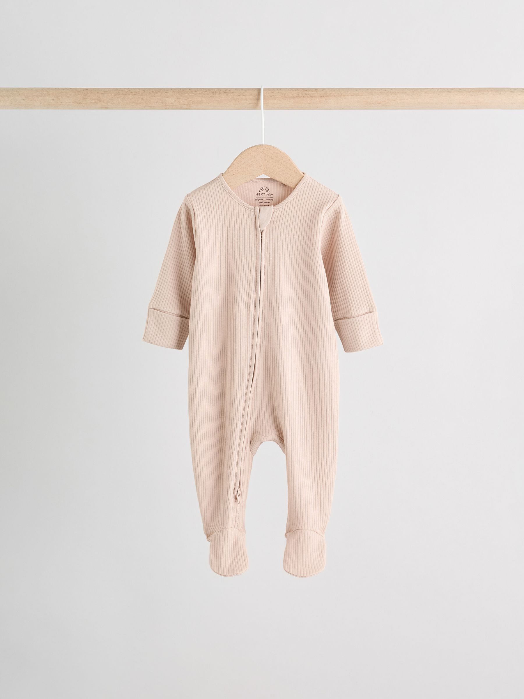 Buy Beige Baby Two Way Zip Sleepsuits 3 Pack (0-2yrs) from Next Japan