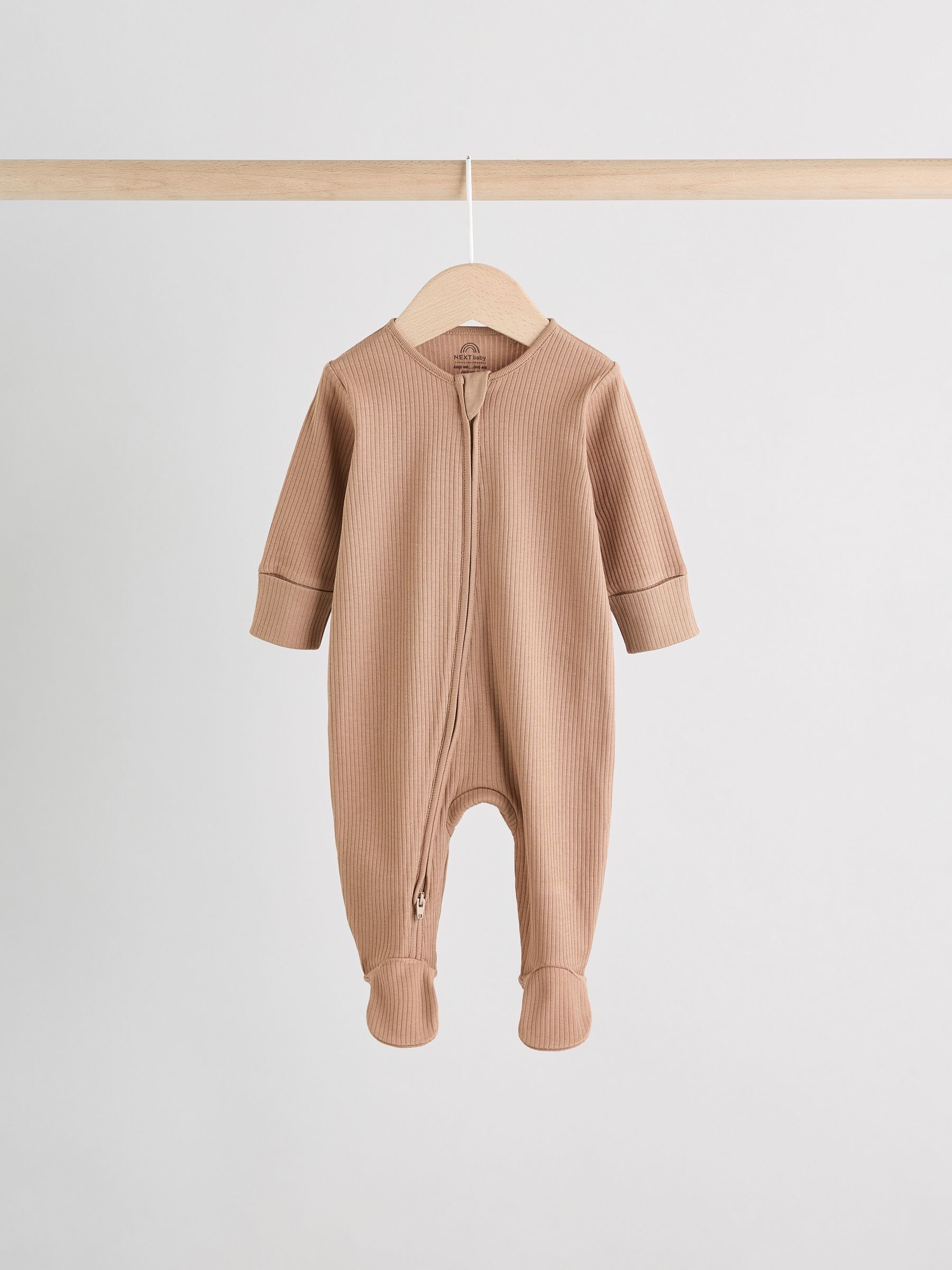 Buy Beige Baby Two Way Zip Sleepsuits 3 Pack (0-2yrs) from the Next UK ...