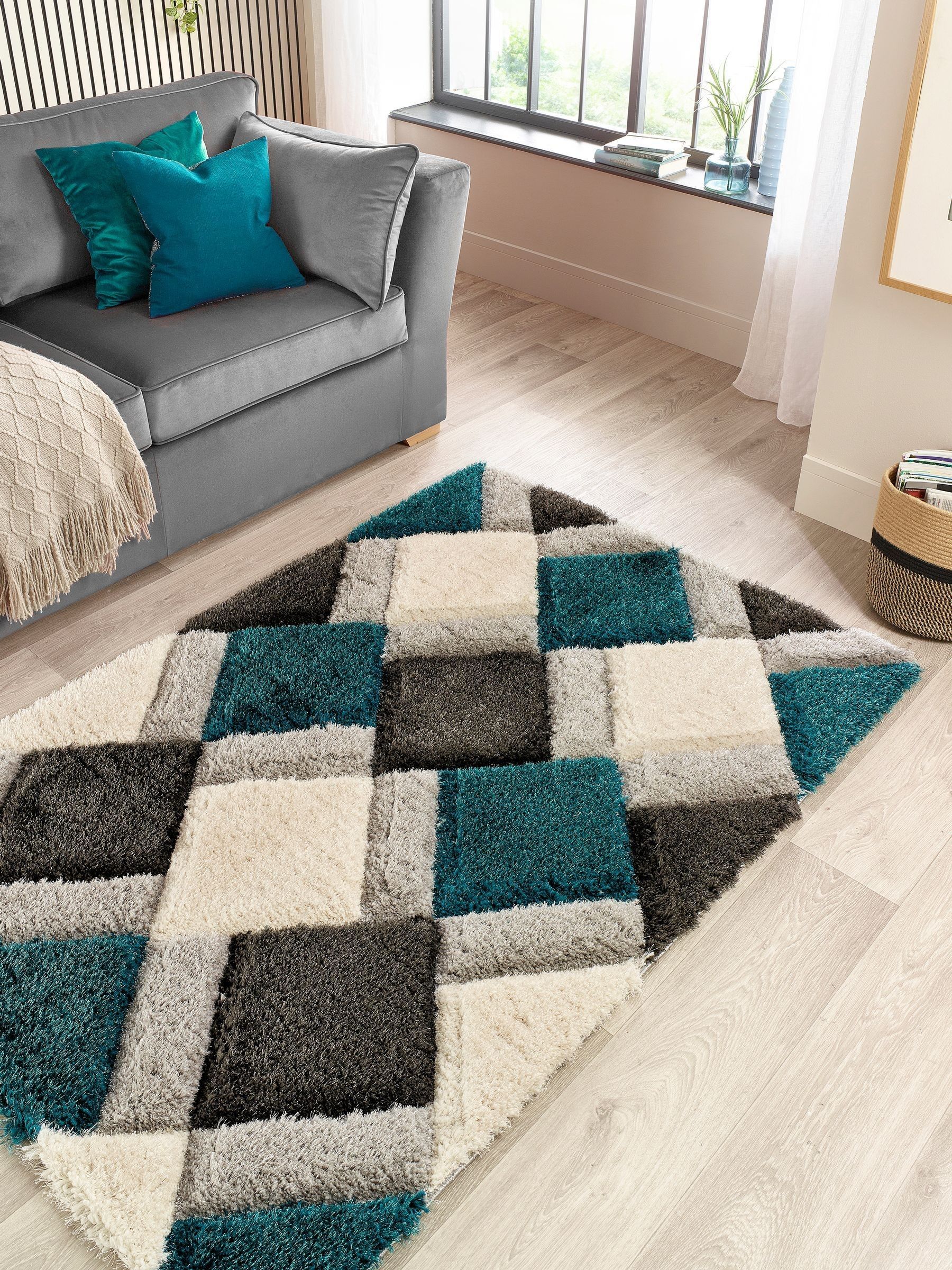 Buy Origin Rugs Teal 3D GEO Shaggy Rug from the Next UK online shop