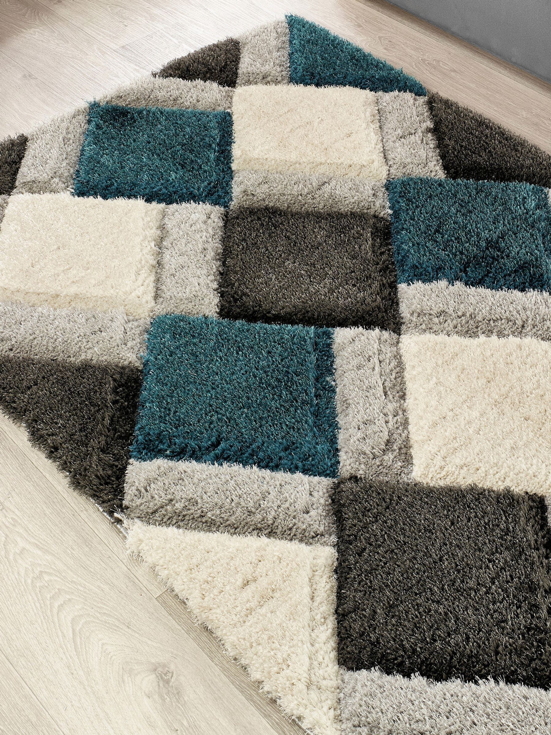 Buy Origin Rug Collection. Blue 3DGEO Shaggy Rug from the Next UK ...