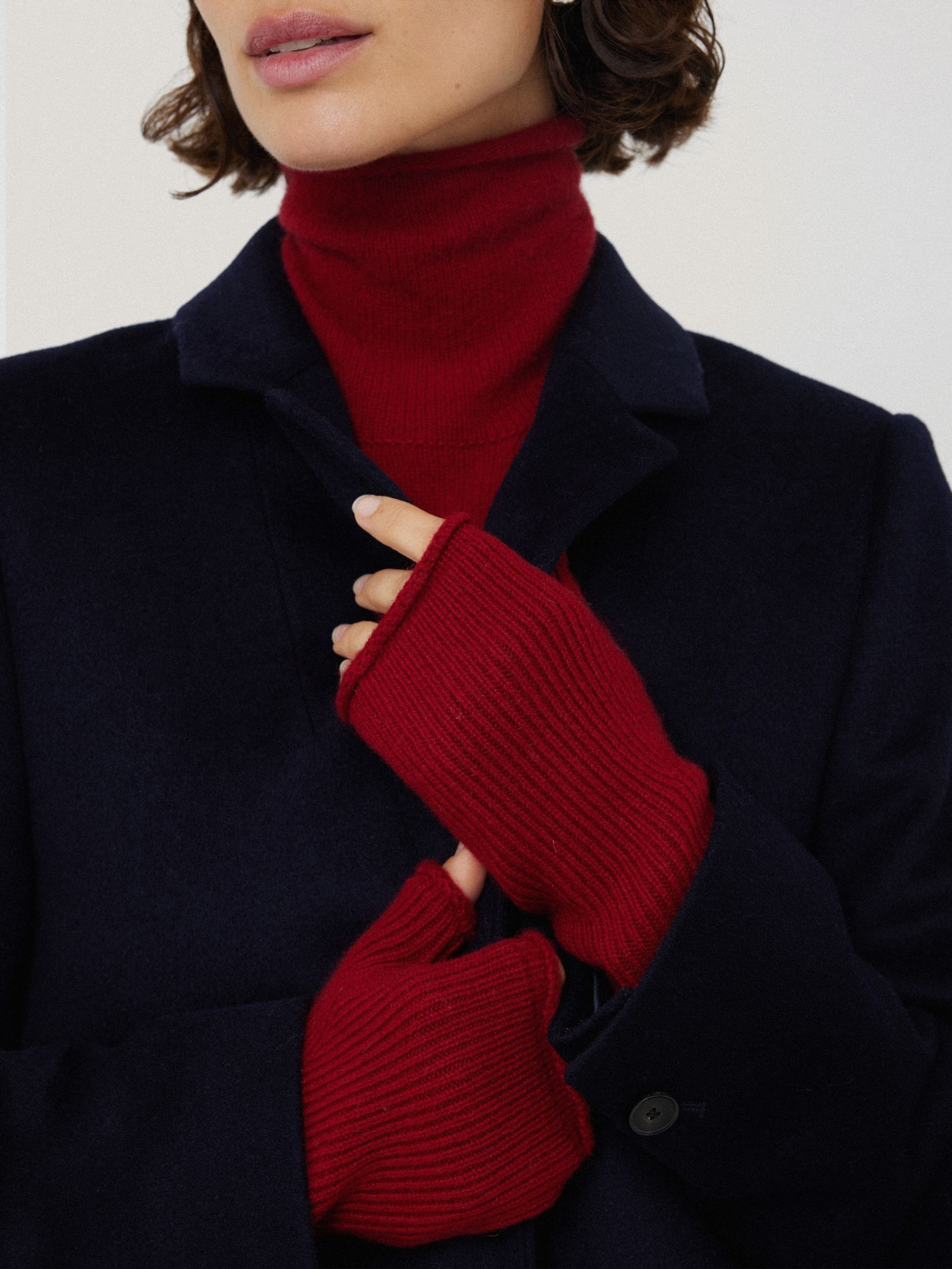 Buy Jigsaw Red Wool Cashmere Blend Mittens from the Next UK online shop