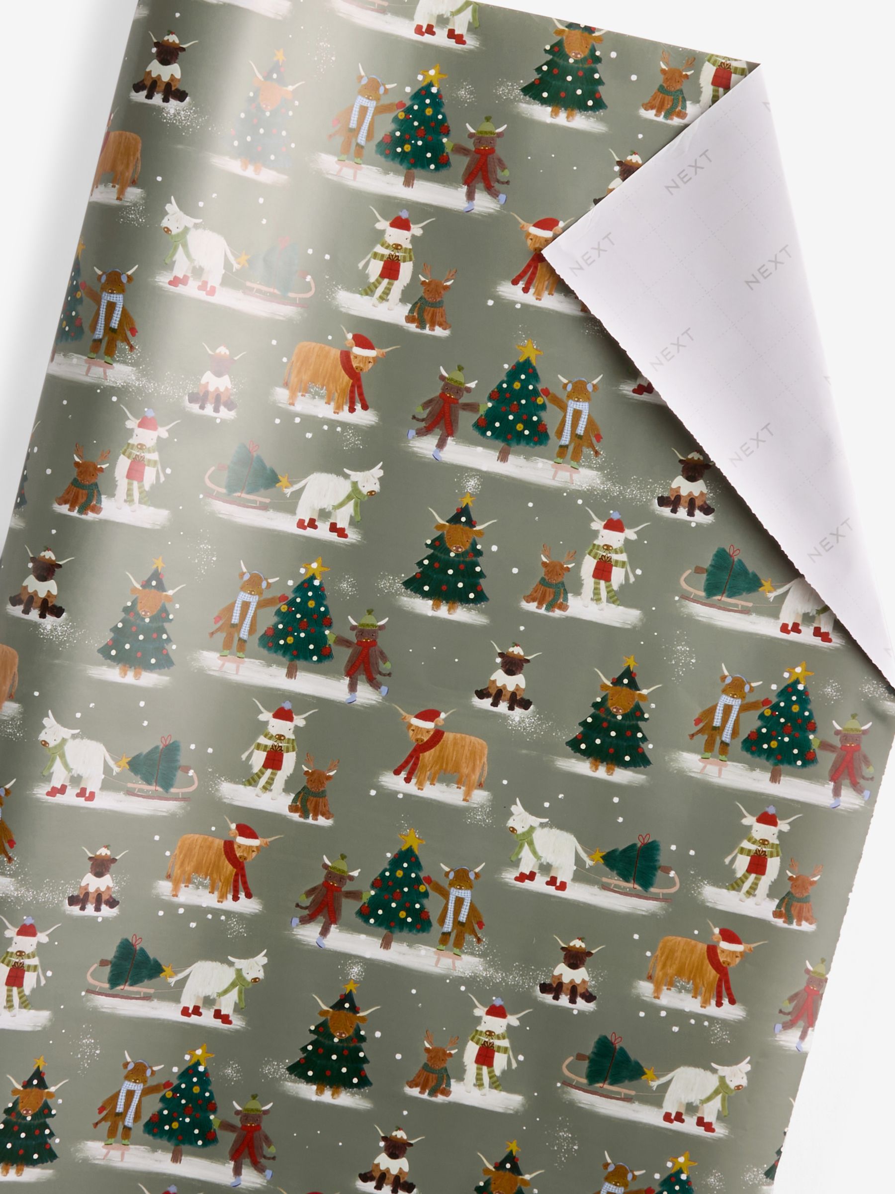 Buy Sage Green Hamish Standard Width, 15m Christmas Wrapping Paper from ...