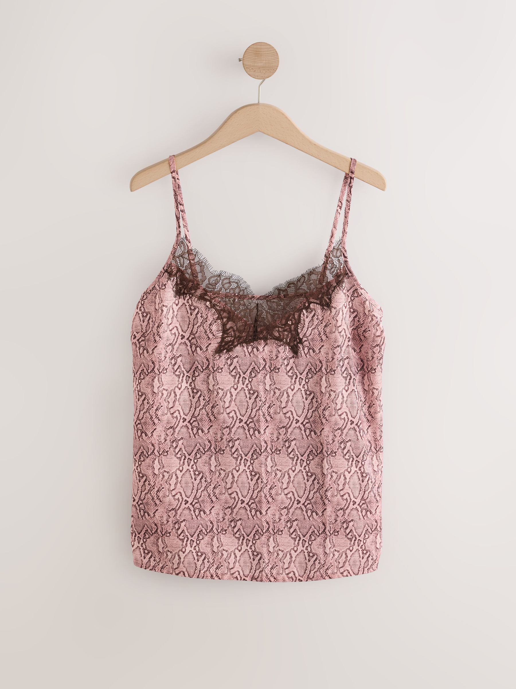 Buy Neutral Snake Print Lace Trim Strappy Cami Top from the Next UK ...