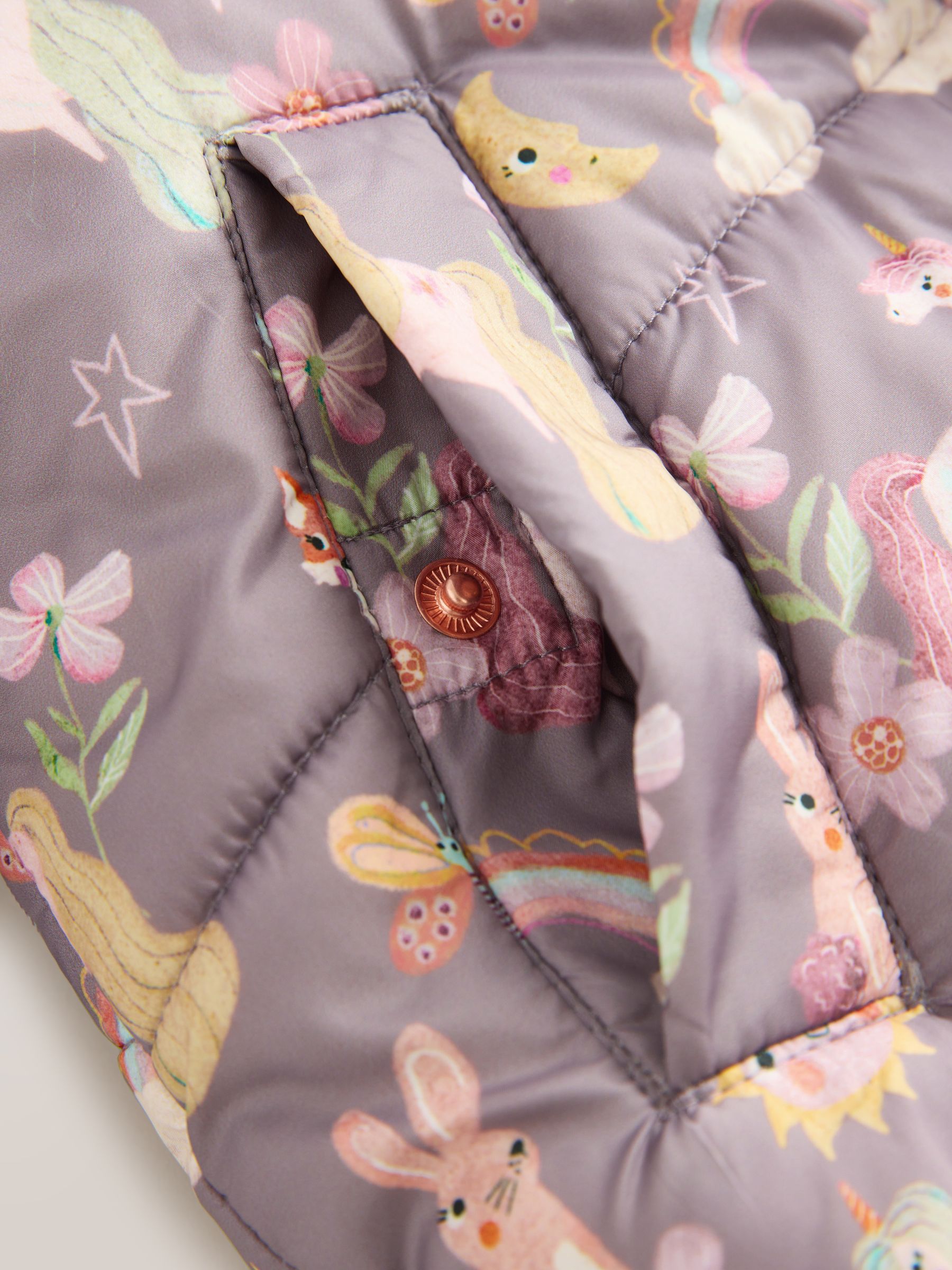 Buy Damson Unicorn Shower Resistant Faux Fur Trim Padded Coat (3mths ...