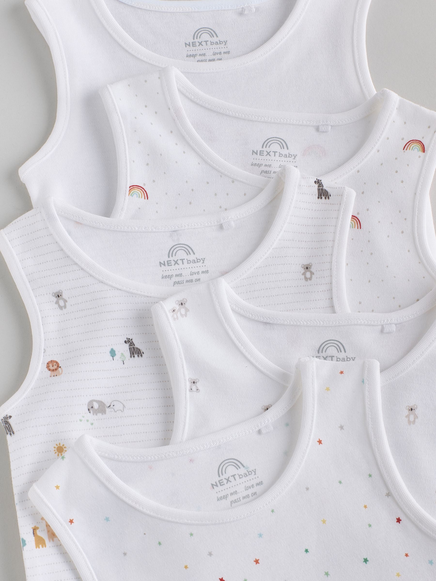 Buy White 5 Pack Baby Vest Bodysuits from the Next UK online shop
