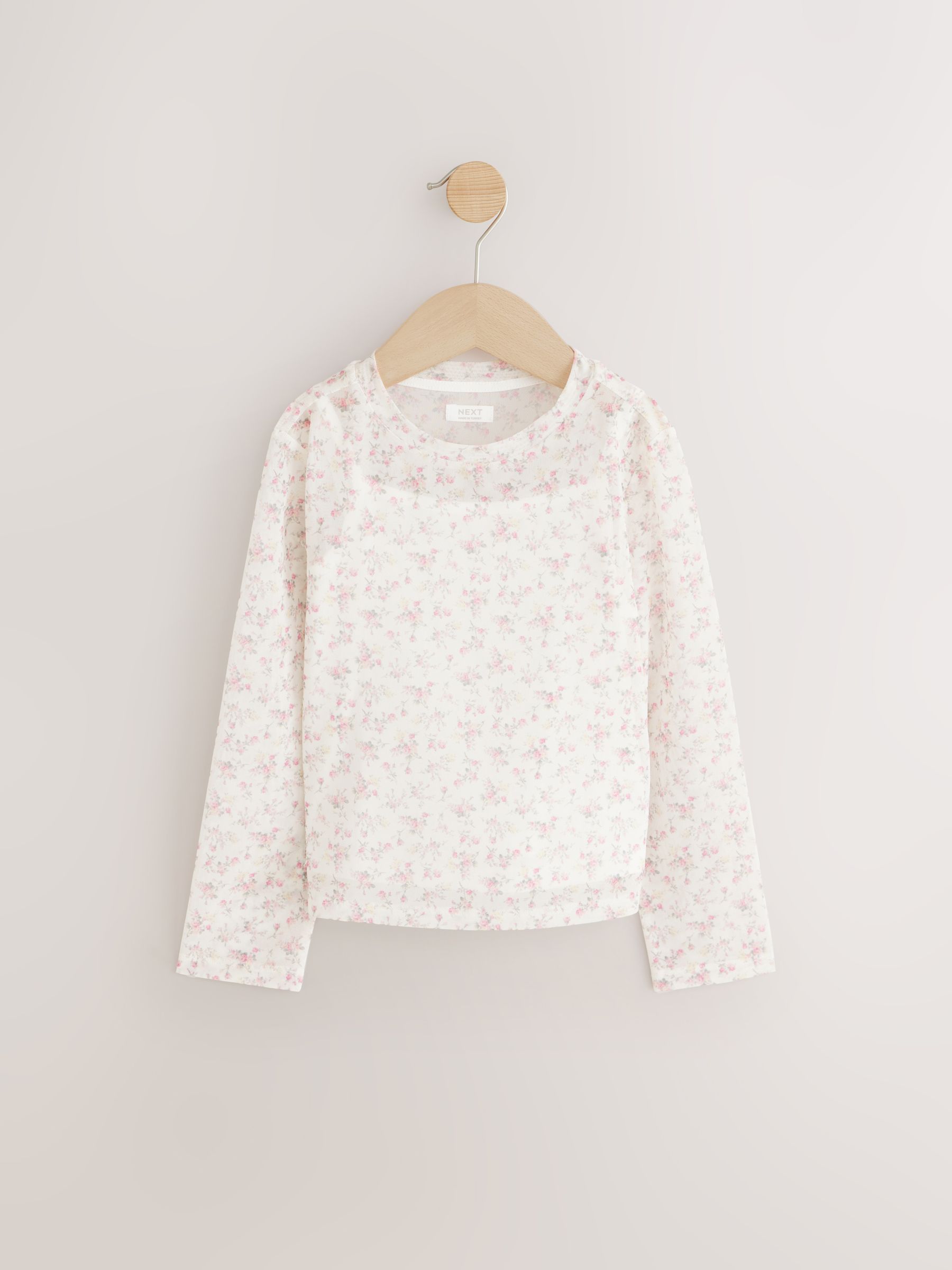 Buy White/Pink Floral Mesh Top with Vest (3-16yrs) from the Next UK ...