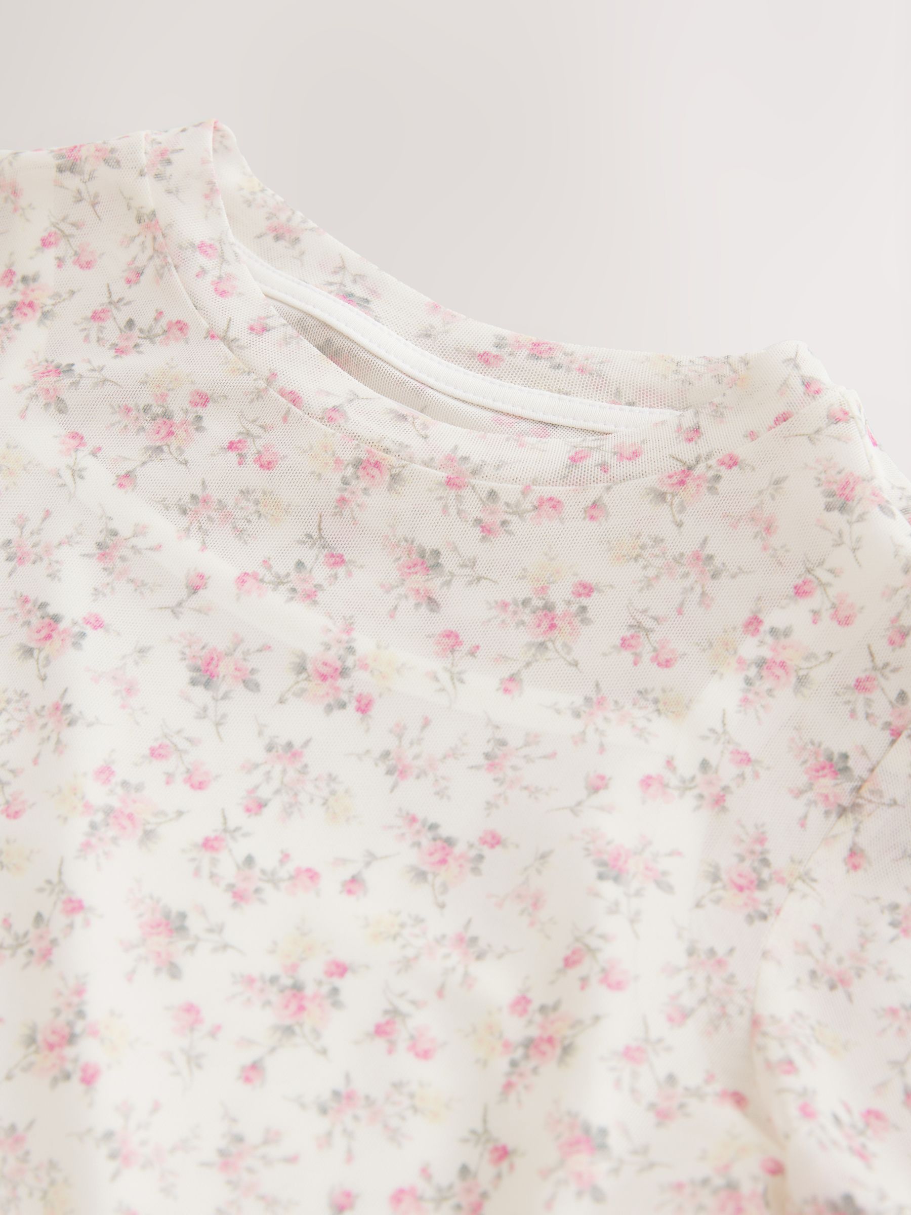 Buy White/Pink Floral Mesh Top with Vest (3-16yrs) from the Next UK ...