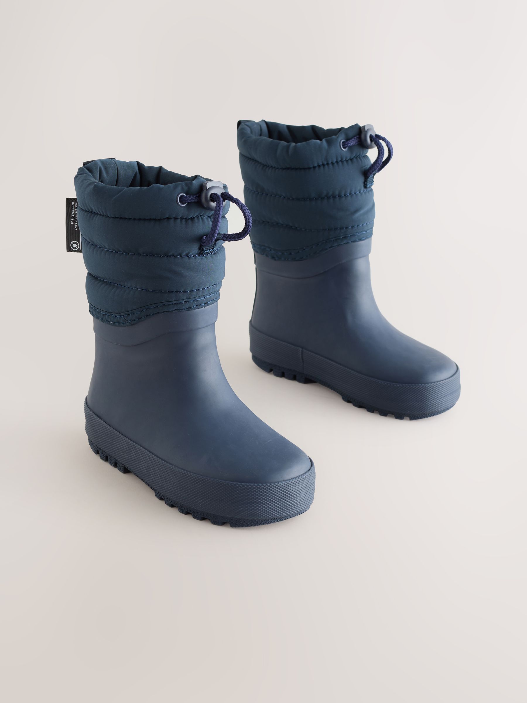 Buy Blue Navy Quilted Cuff Wellies from Next USA