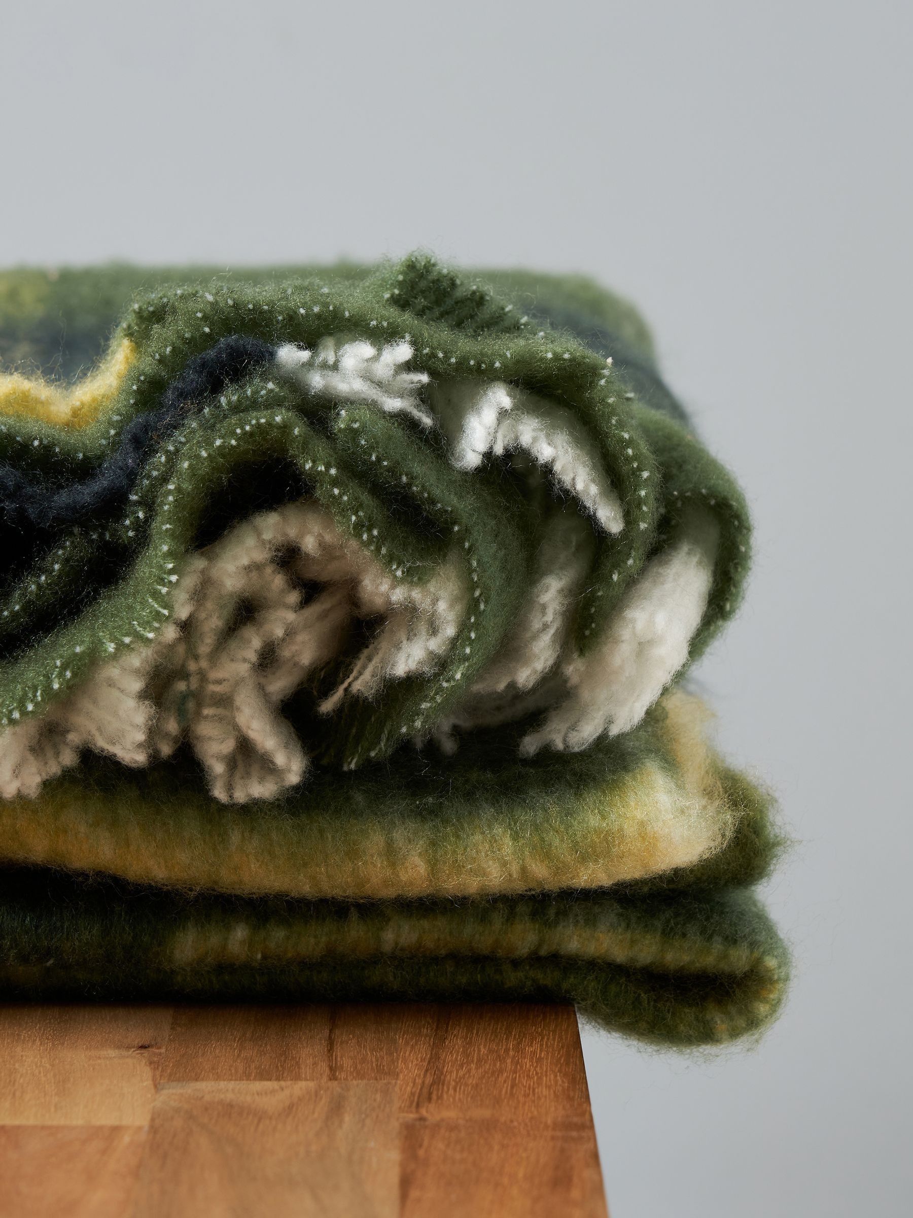 Buy BHS Green Block Check Wool Mix Throw from the Next UK online shop