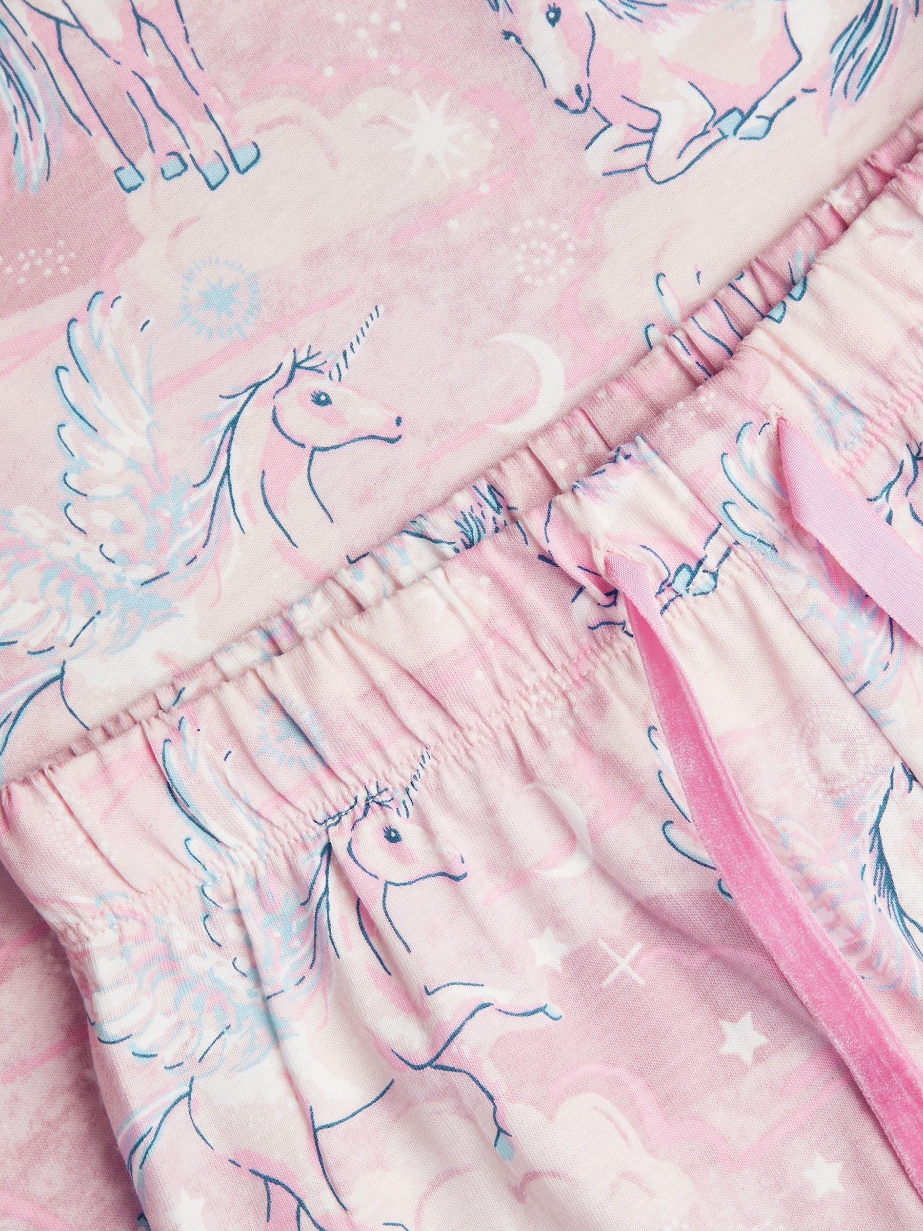 Buy Monsoon Pink Unicorn Print Long Sleeve 100% Cotton Pyjamas Set from ...