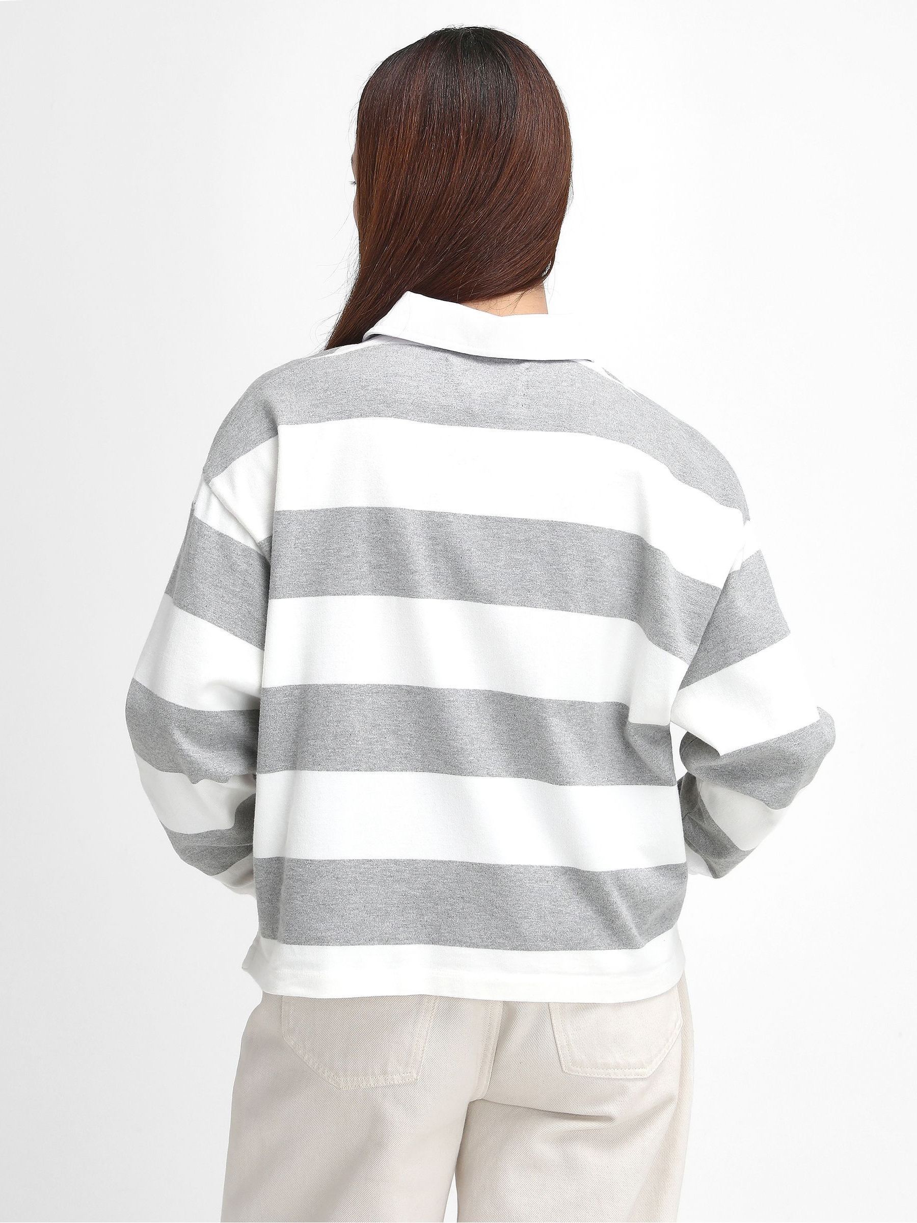 Buy Barbour® Grey/White Marsden Rugby 100% Cotton Top from the Next UK ...