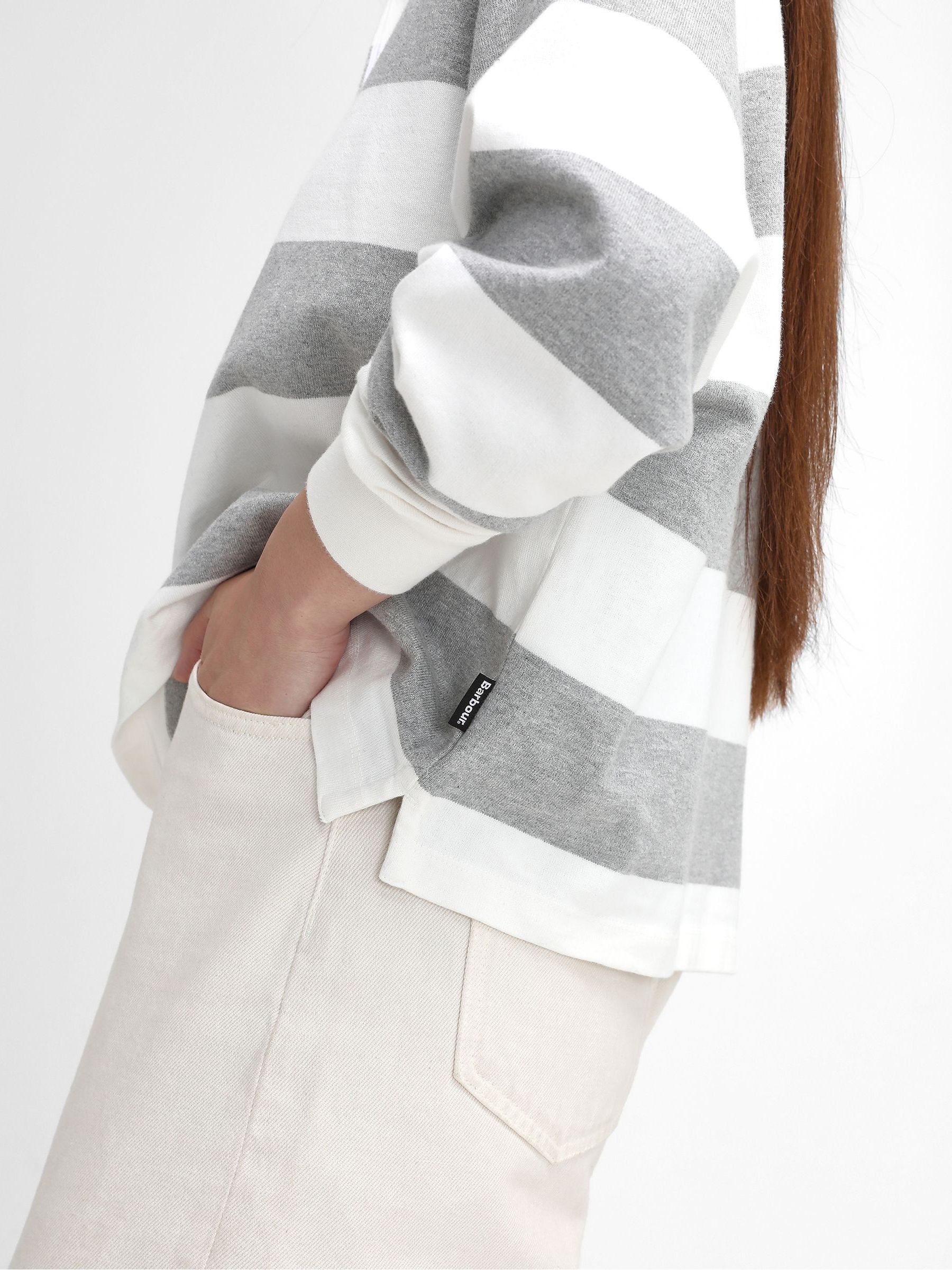 Buy Barbour® Grey/White Marsden Rugby 100% Cotton Top from the Next UK ...