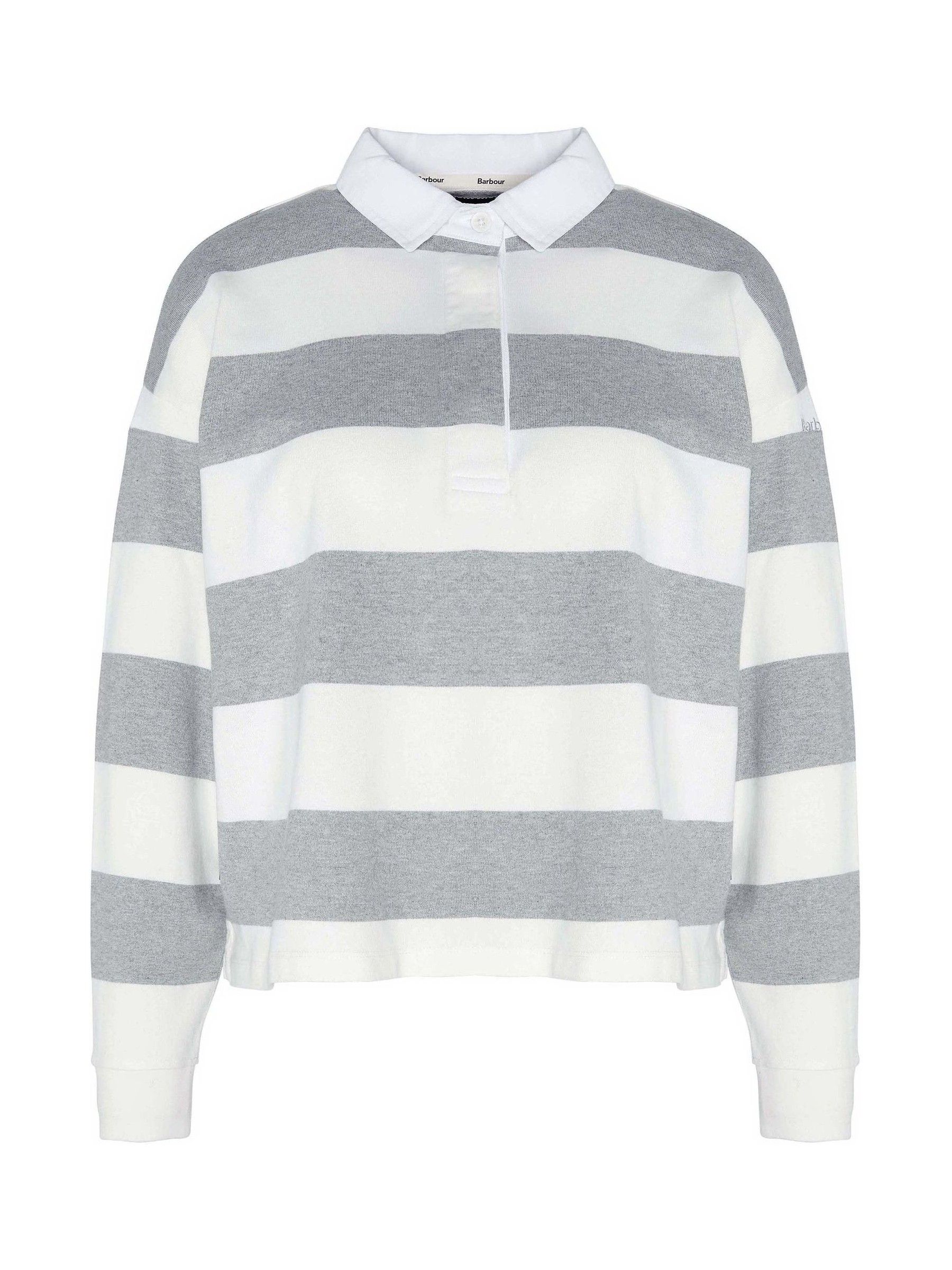 Buy Barbour® Grey/White Marsden Rugby 100% Cotton Top from the Next UK ...