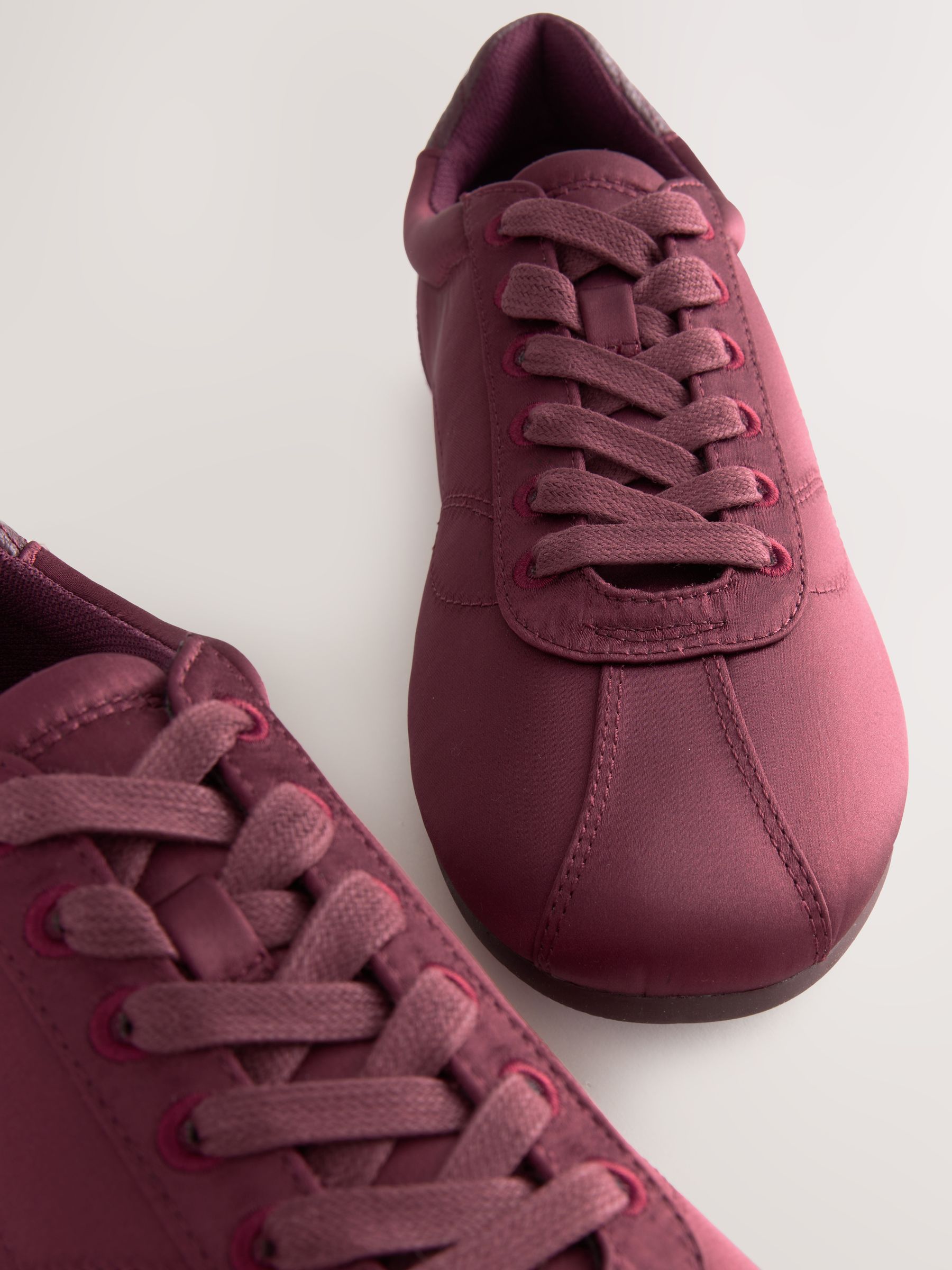 Buy Burgundy Red Satin Lace Up Trainers from the Next UK online shop