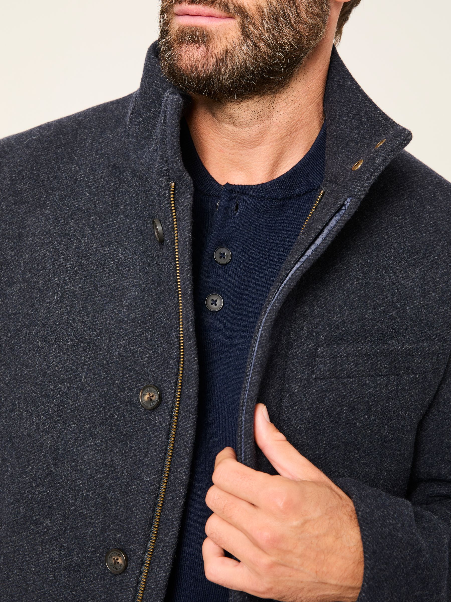 Buy FatFace Pendeen Navy Wool Mix Overcoat from Next Kuwait