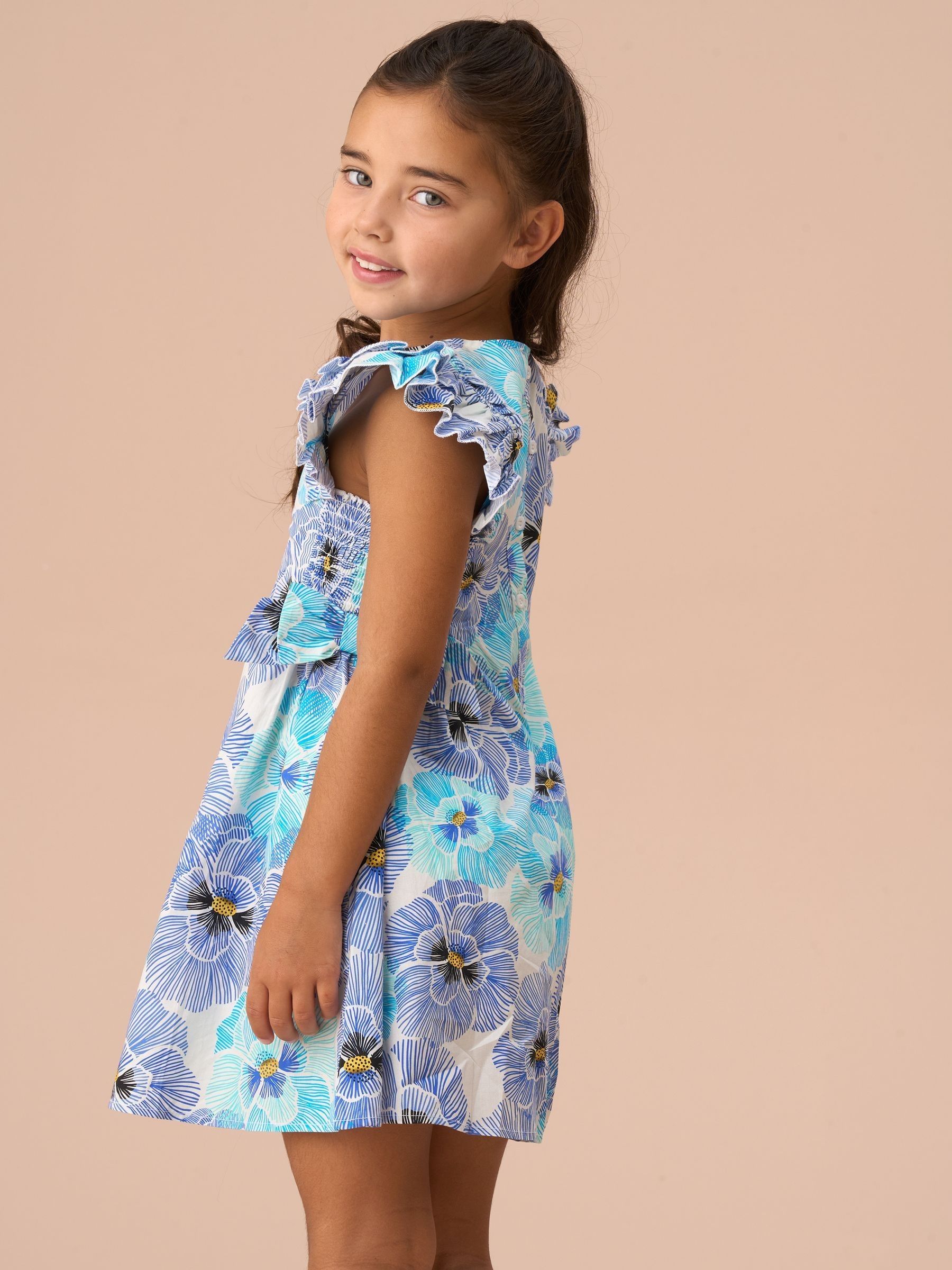 Buy Angel & Rocket Blue Alessandra Side Bow Shirred Panel Dress from ...