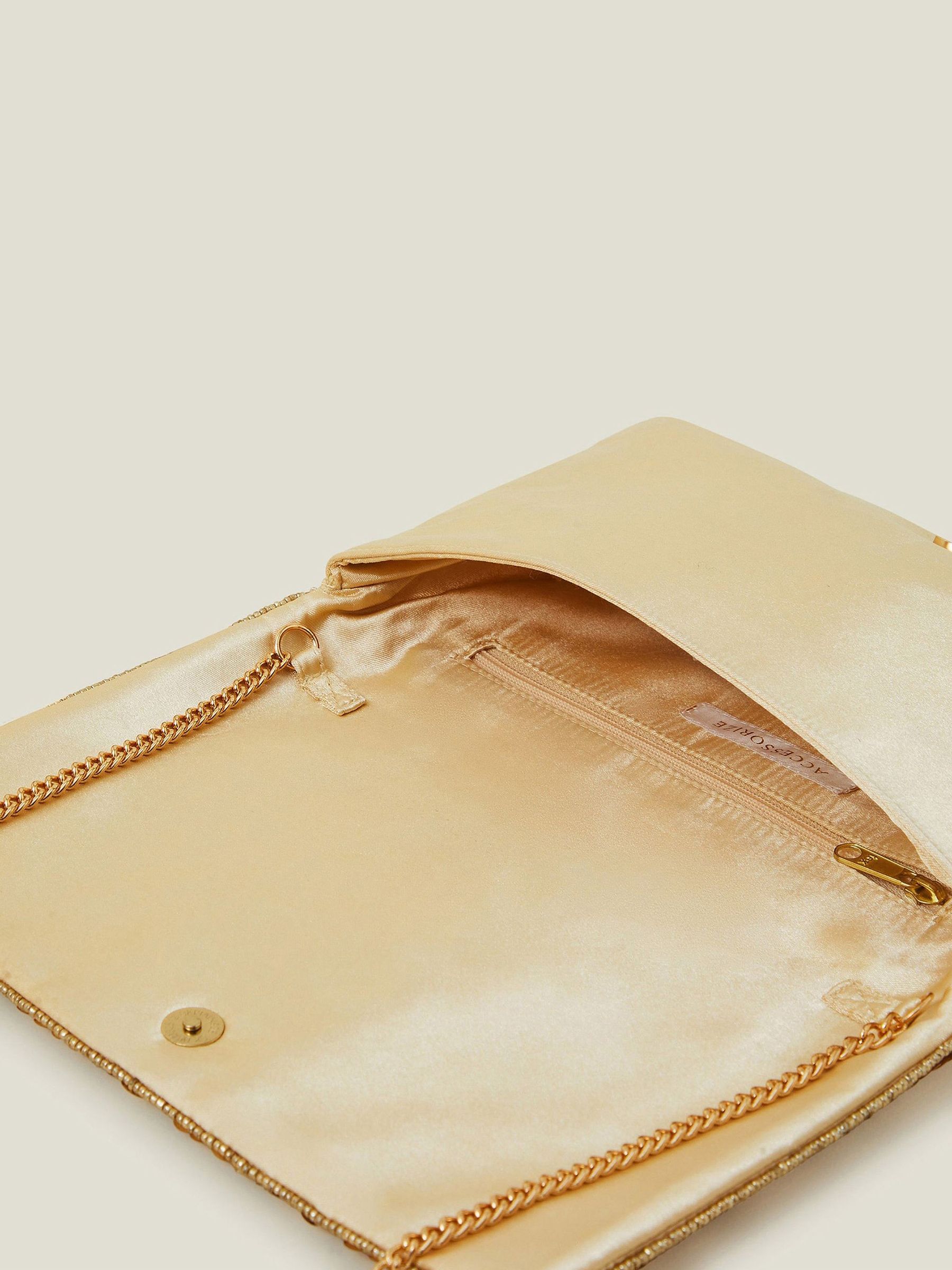 Buy Accessorize Gold Tianna Metallic Embellished Clutch Bag from the ...