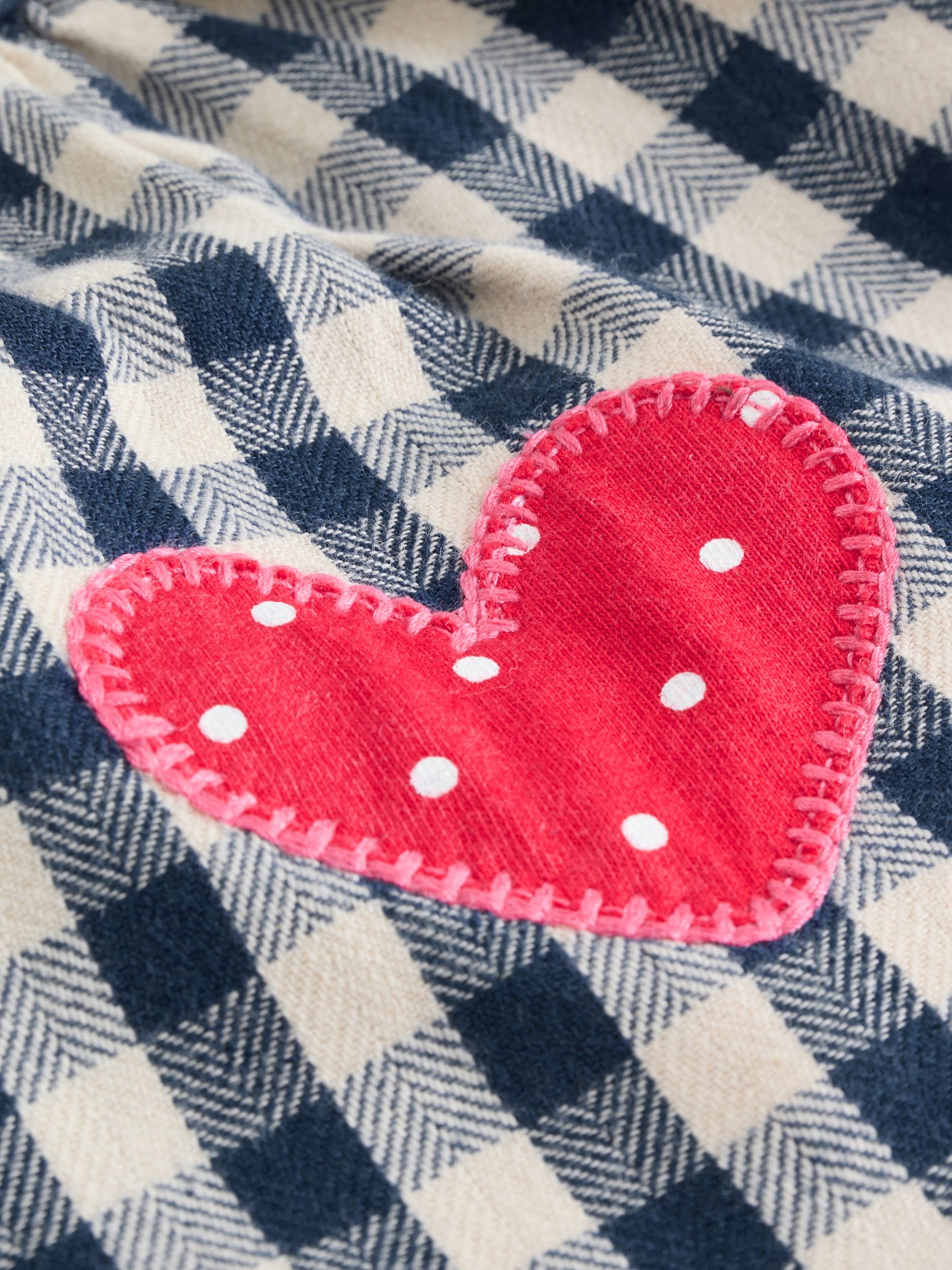 Buy Navy Blue Gingham Heart Baby Long Sleeve 100% Cotton Dress with ...