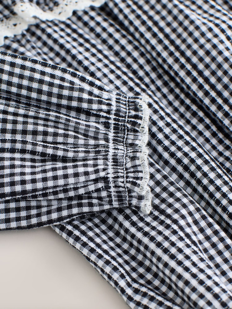 Buy Grey/ White Gingham Check Bloomer Baby Rompers with Tights 2 Piece ...