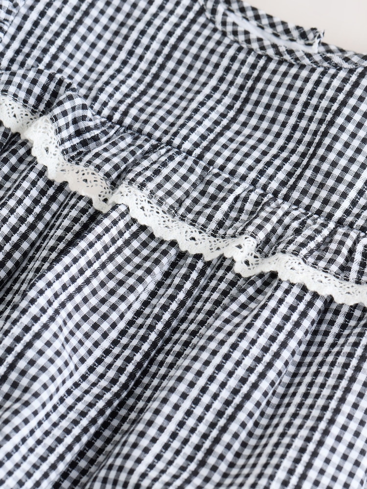 Buy Grey/ White Gingham Check Bloomer Baby Rompers with Tights 2 Piece ...