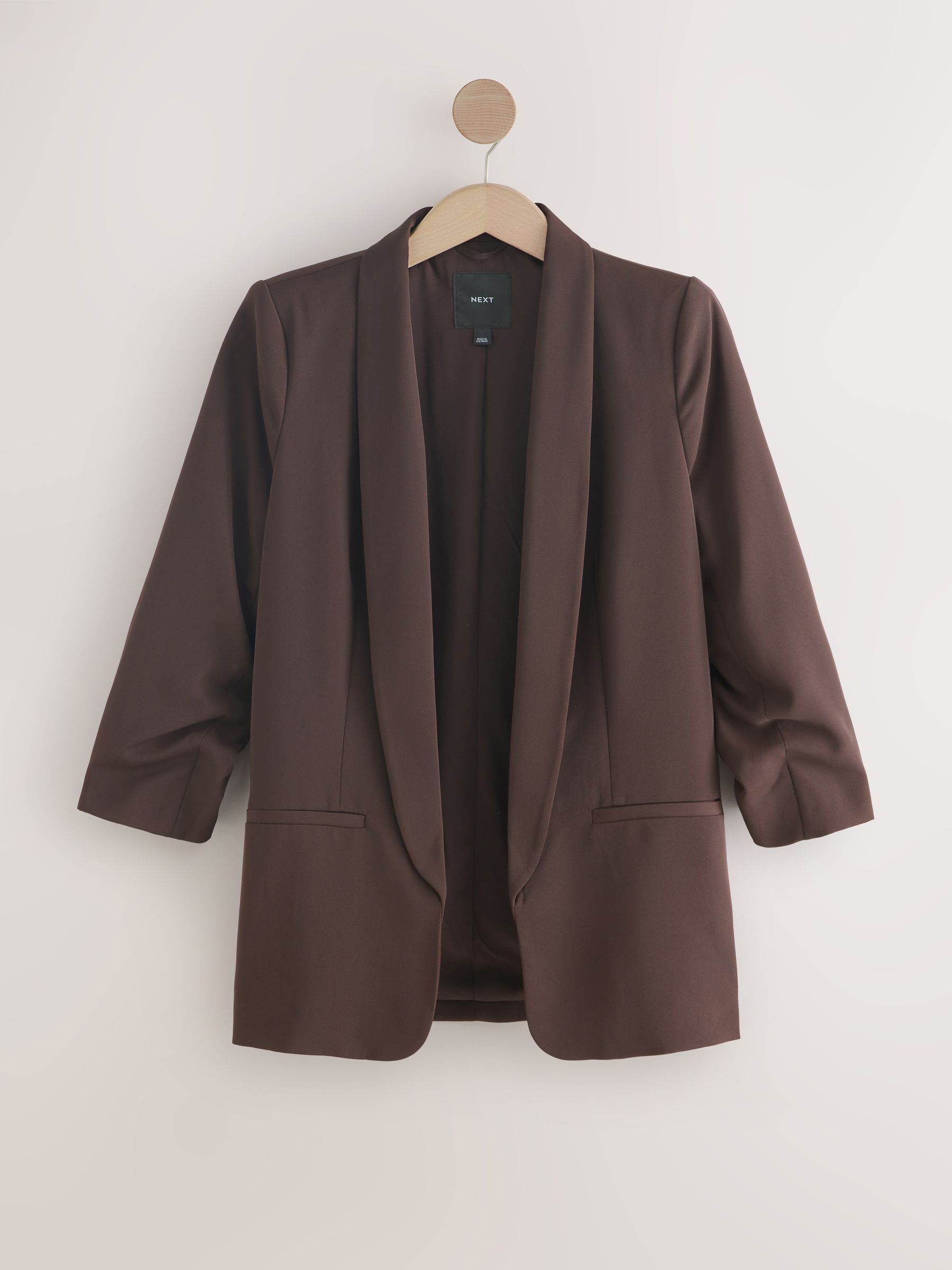 Buy Chocolate Brown Relaxed Ruched Sleeve Blazer from the Next UK ...