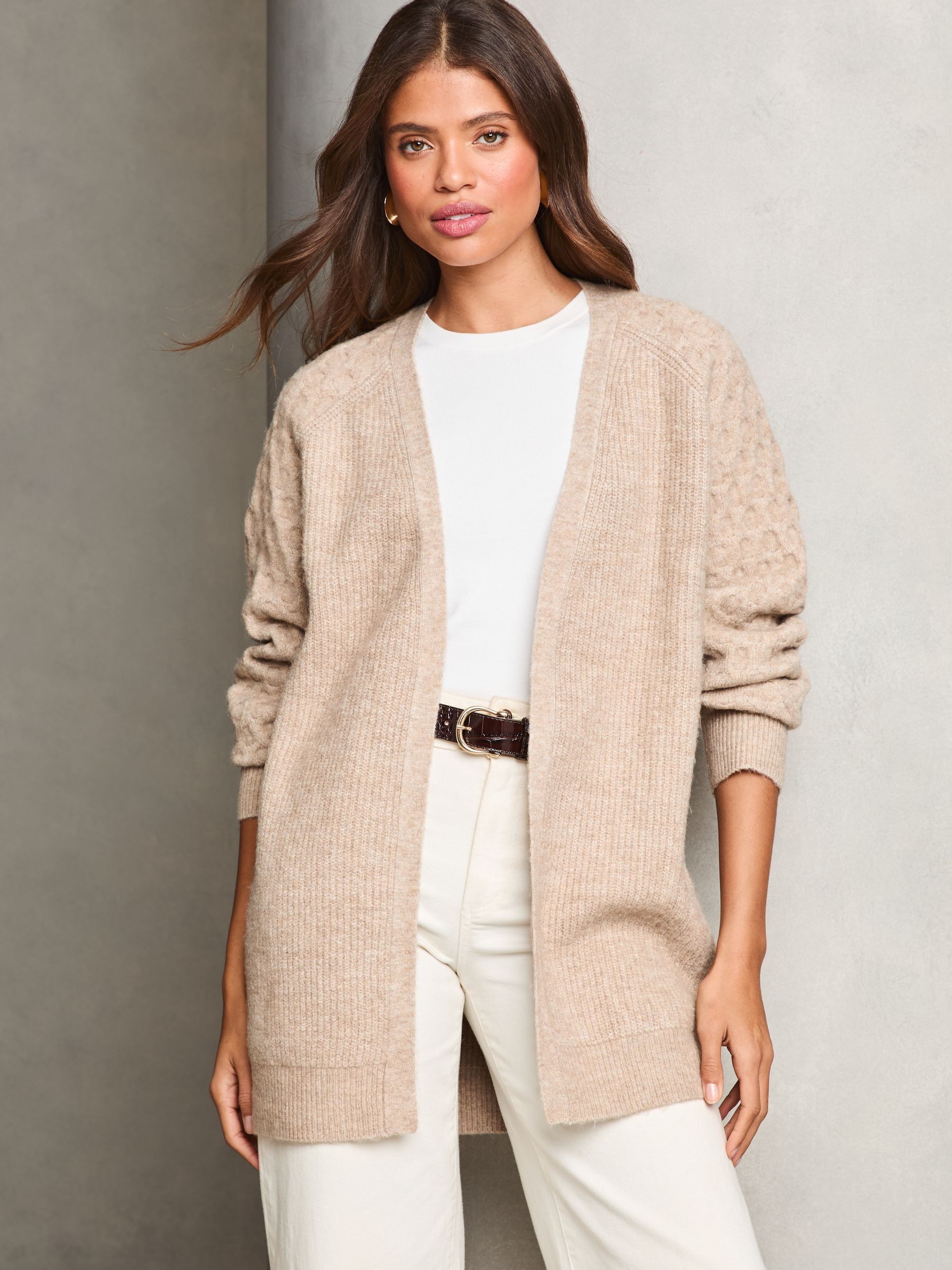 Buy Lipsy Neutral Knitted Long Sleeve Longline Cardigan from the Next ...